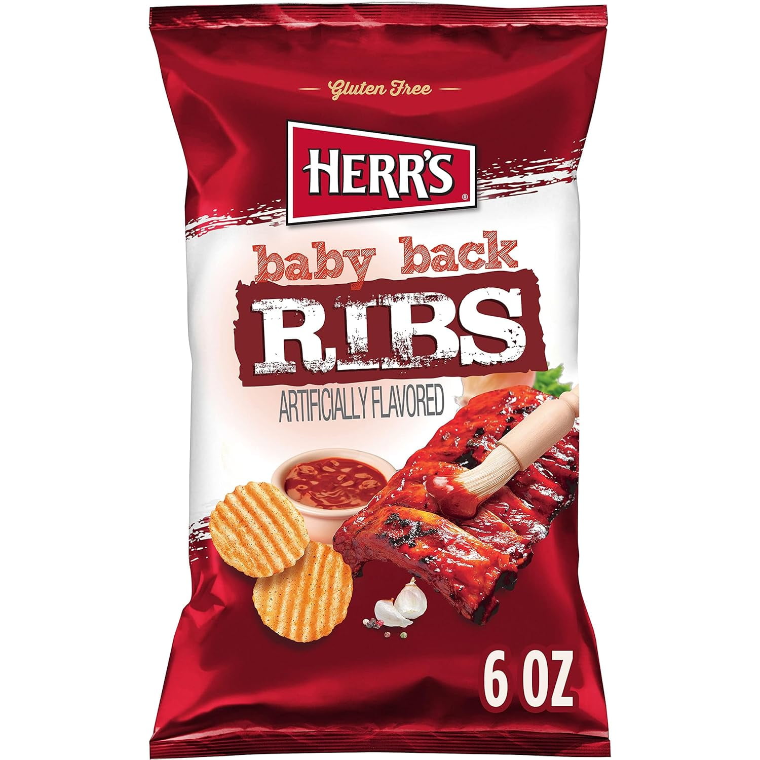 Potato Chips, Baby Back Ribs Flavor, Gluten Snacks, 6oz Bag (12 Count ...