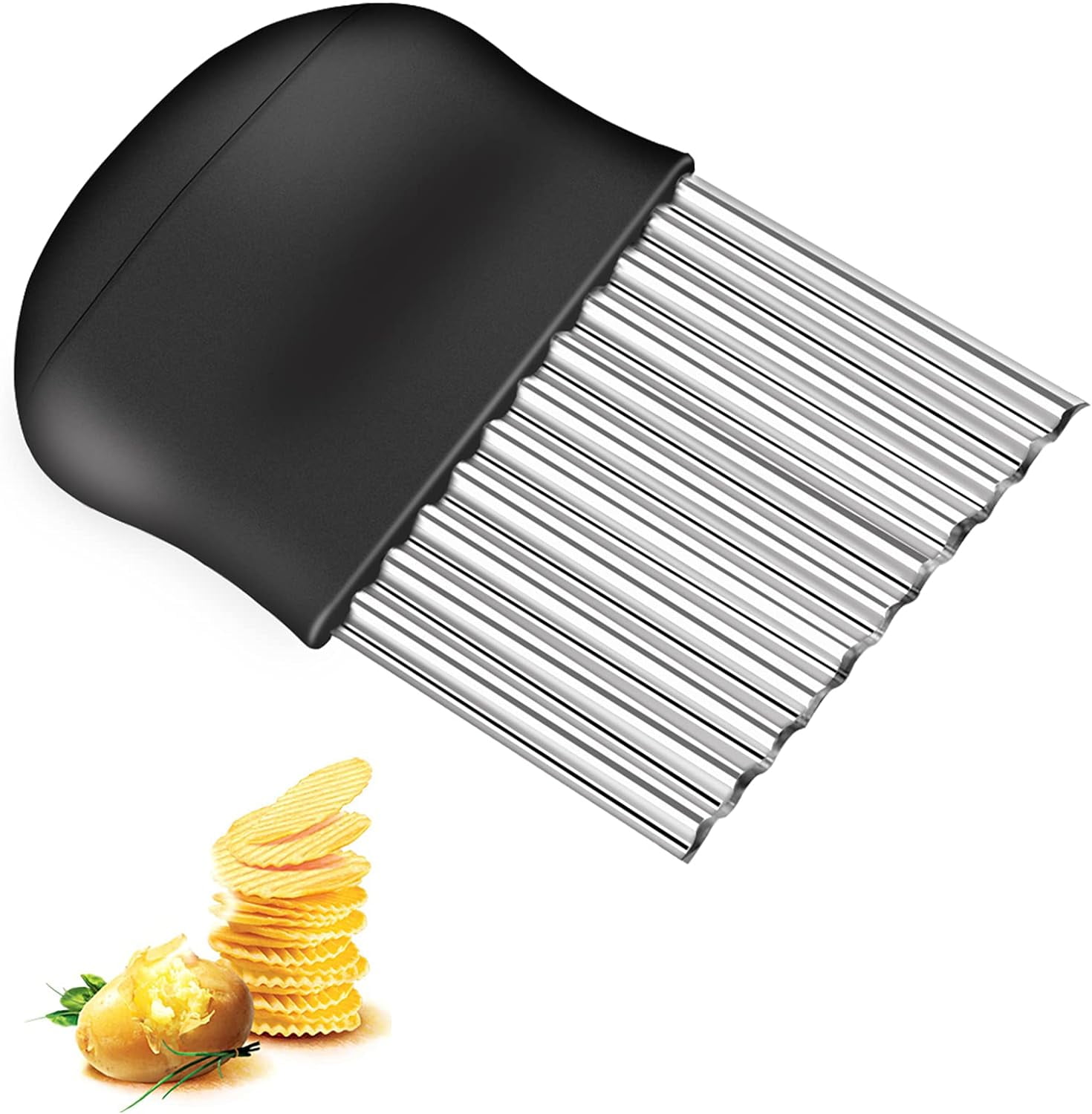 Potato Cutter - Stainless Steel Wavy Chip Cutter for Fries and ...