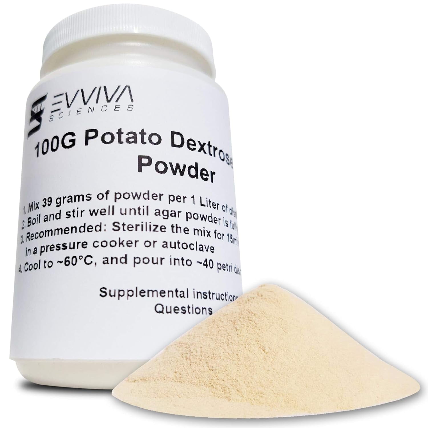 Potato Dextrose Agar Powder 100 Grams - Evviva Sciences - Makes 100-125 ...