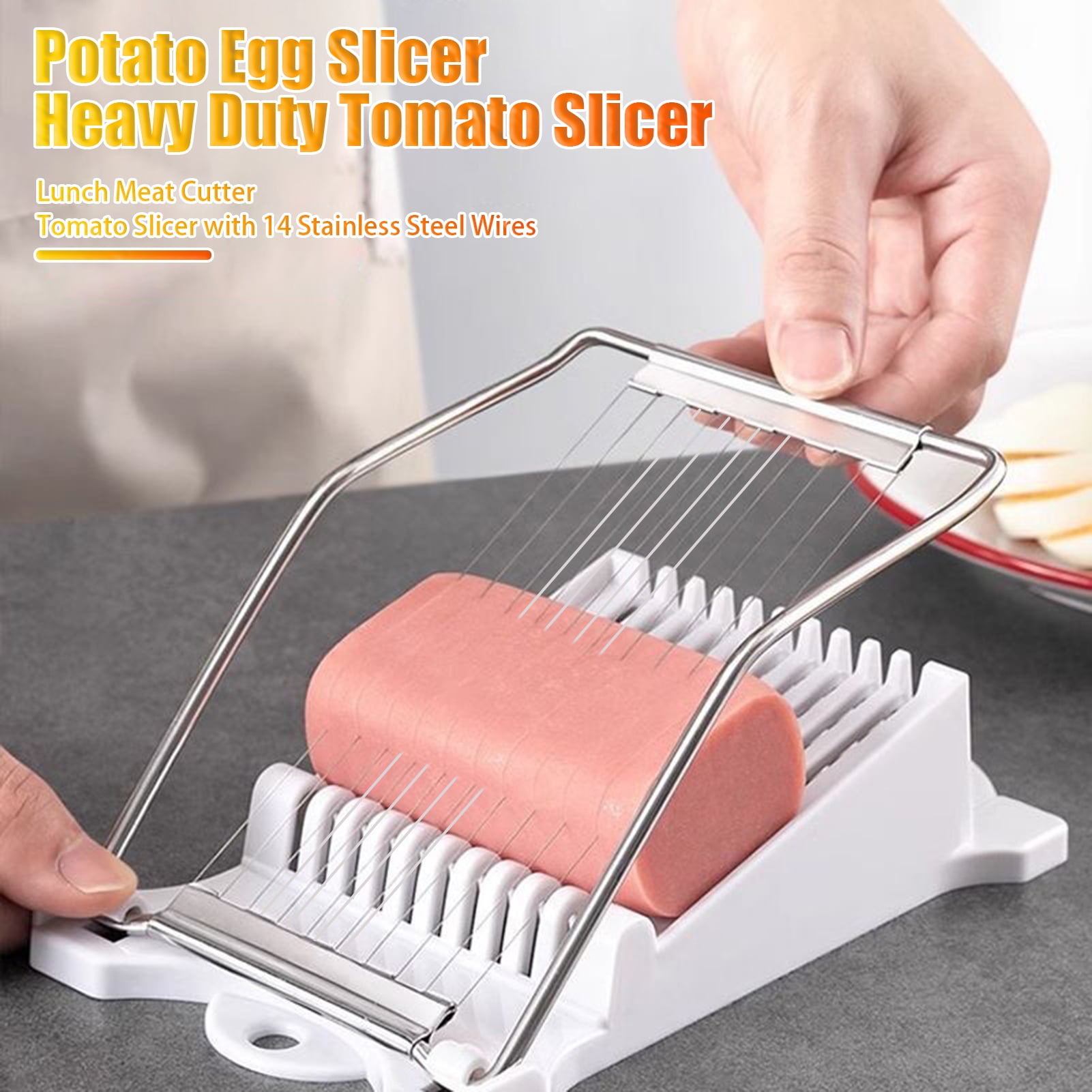 Potato Egg Slicer Easy Press Food Slicer Luncheon Meat Cutter with 14 ...