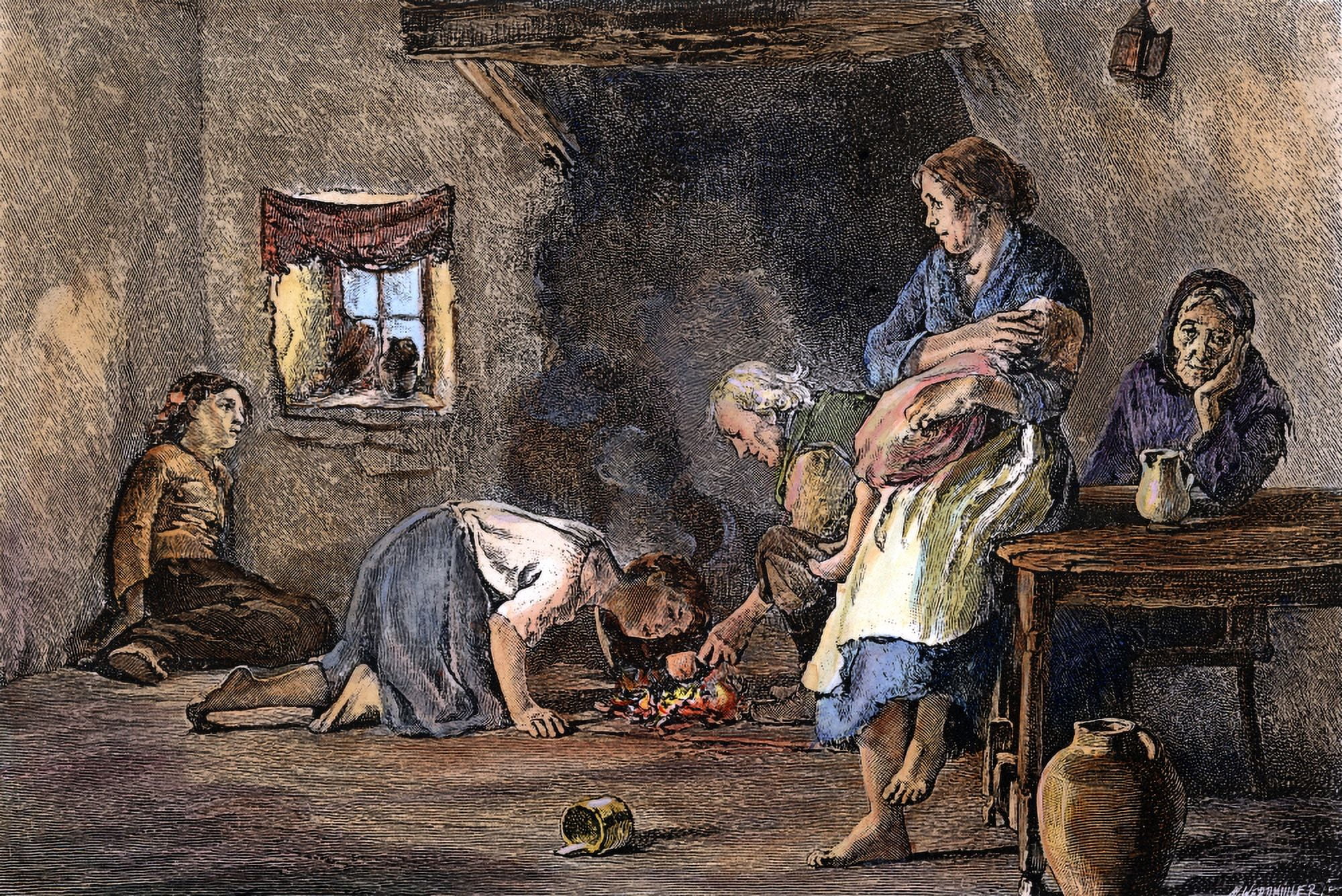 Potato Famine. /Ninterior Of A Peasant'S Hut During The Great Potato ...