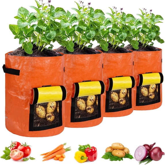 Potato Grow Bags, 3 Pack 10 Gallon with Flap and Handles Planter Pots ...