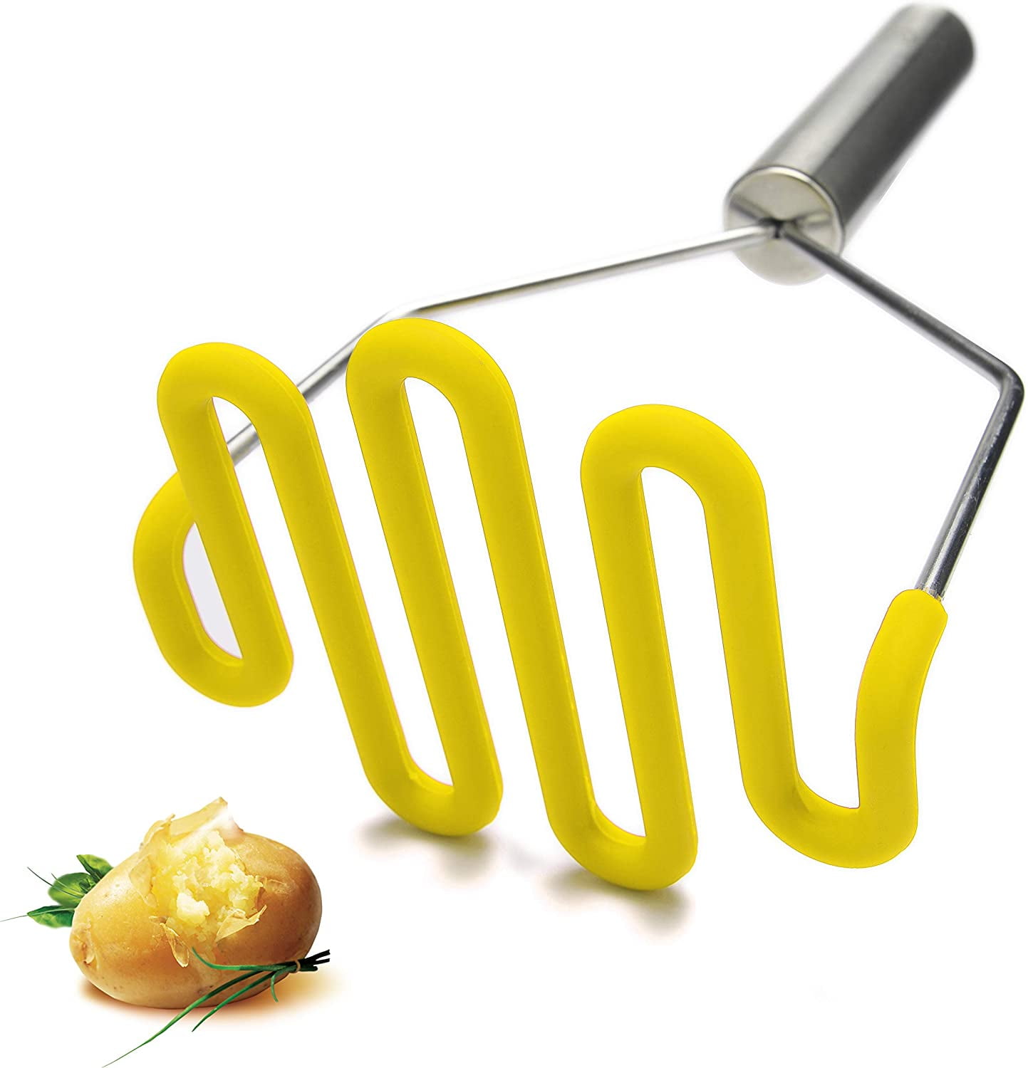 Potato Masher - Color Yellow Silicone Protect Body with Premuim ...