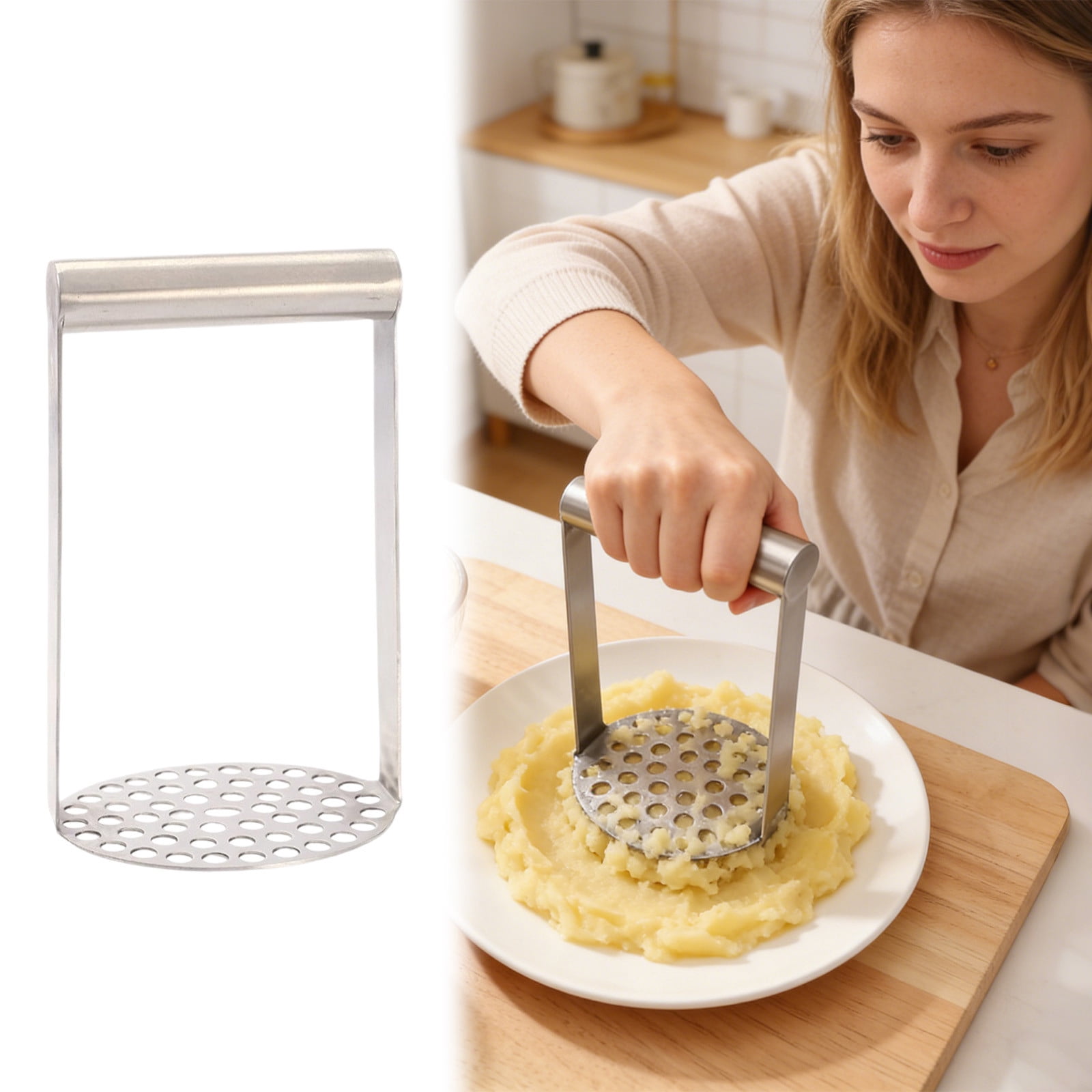 Potato Masher Heavy Duty Stainless Steel Potato Masher with Ergonomic ...