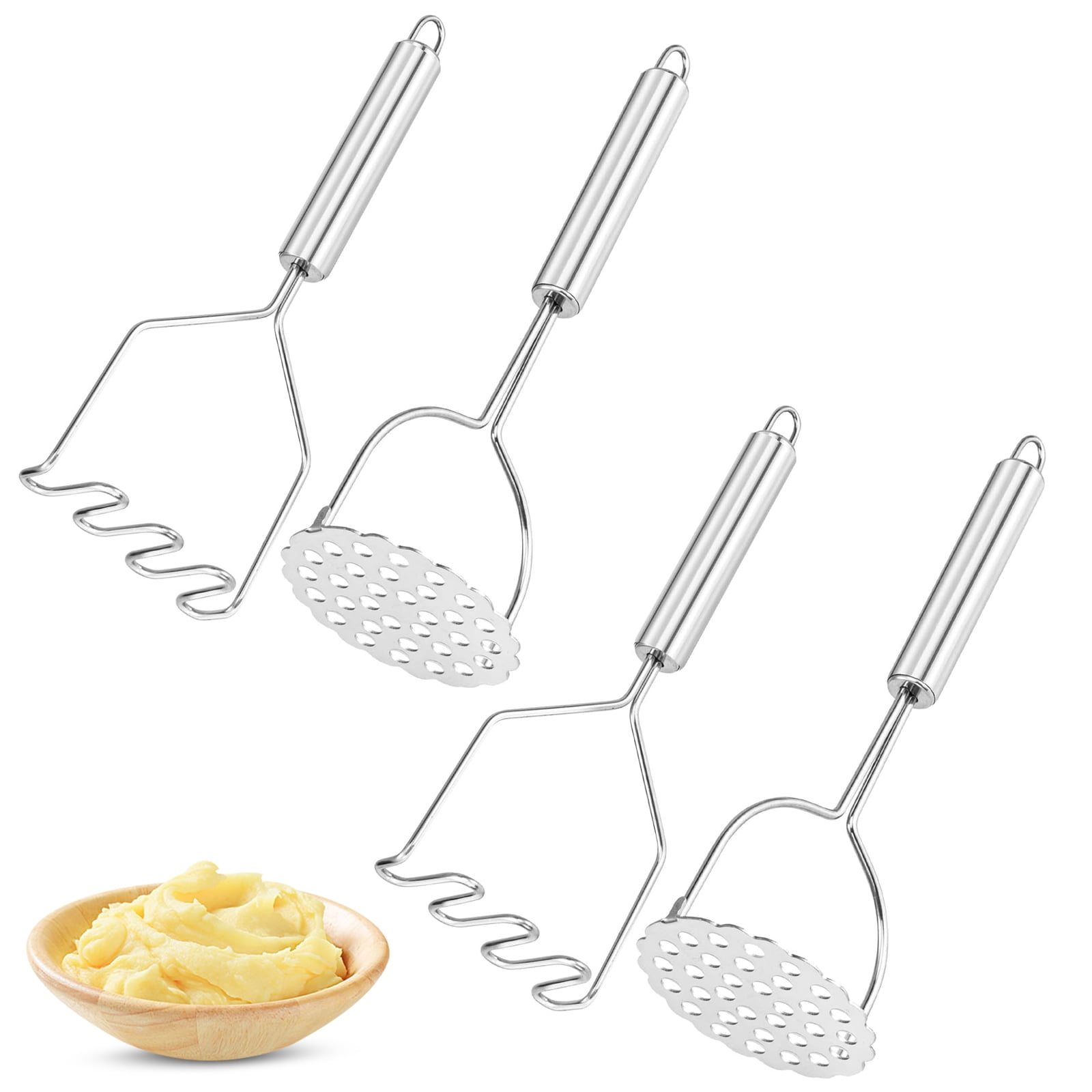 Potato Masher Set, Heavy Duty Stainless Steel Masher, Integrated ...