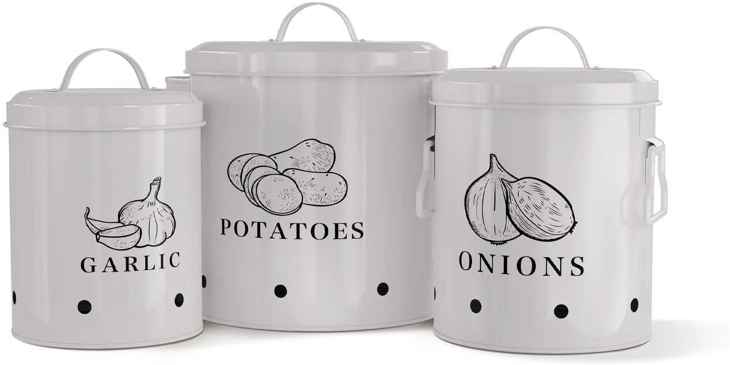 Potato, Onion & Garlic Kitchen Storage Canisters, Rustic Farmhouse ...