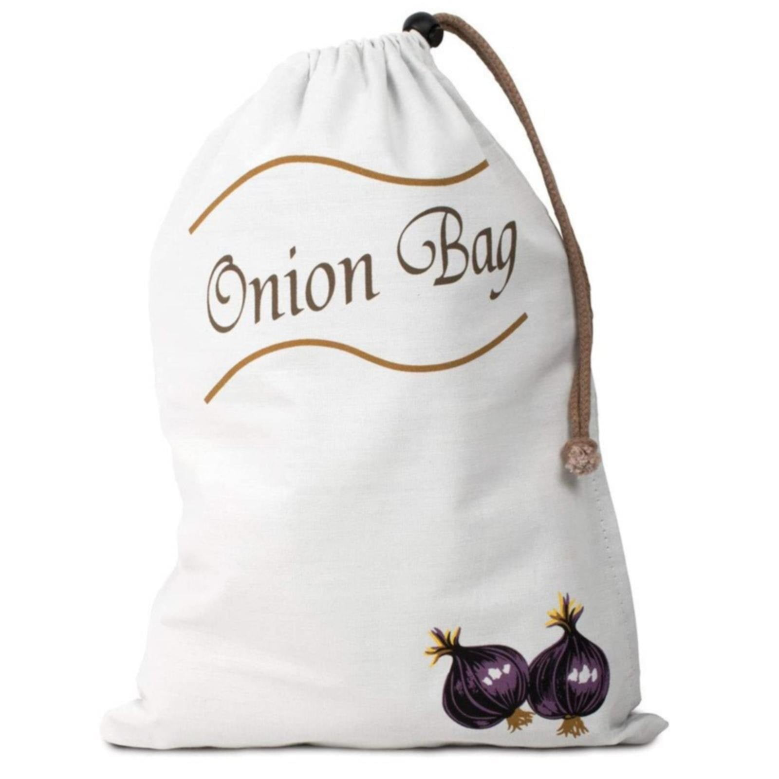 Potato And Onion Storage Bag Drawstring Closure Garlic Storage Bag Side ...