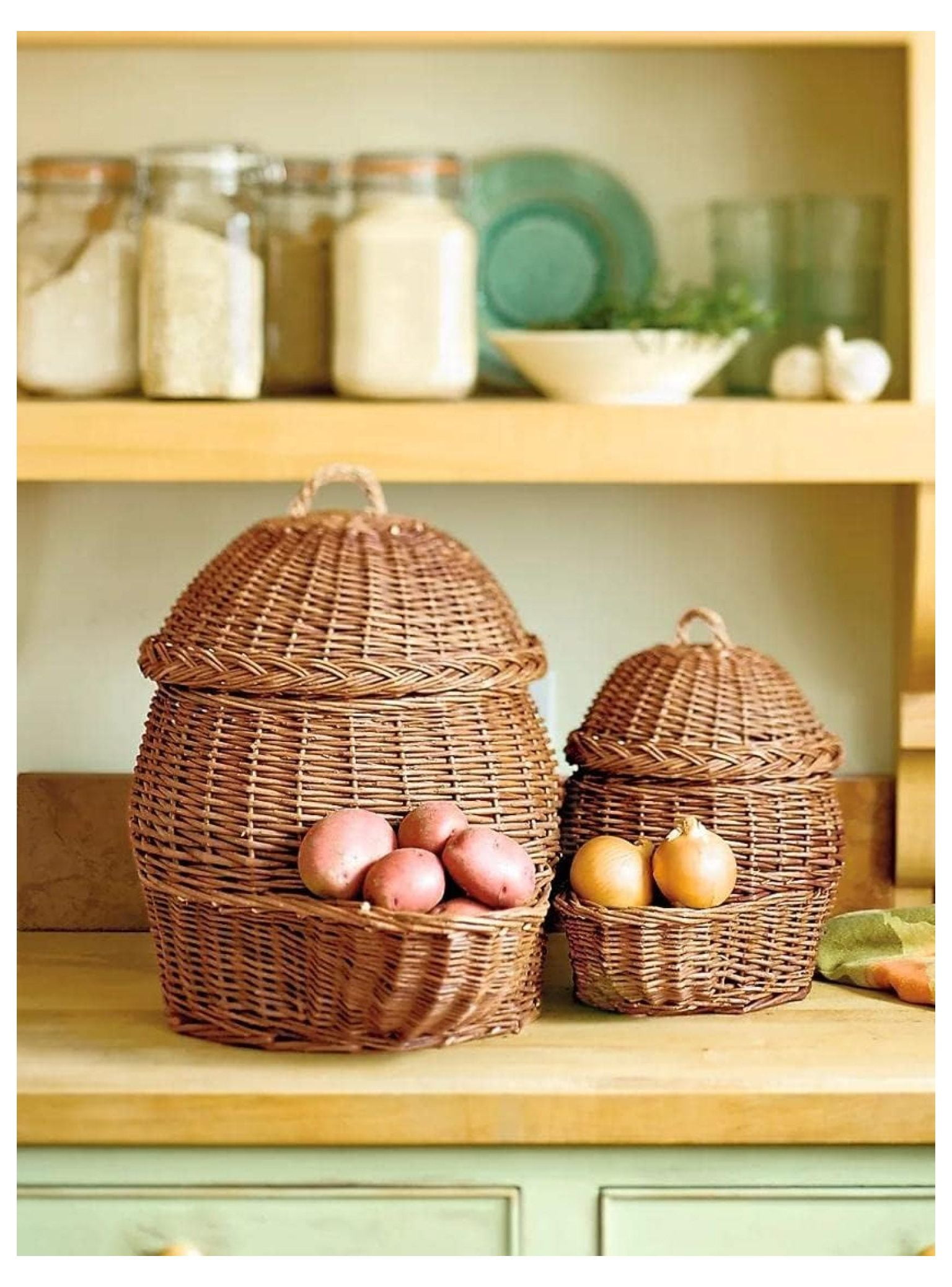Potato and Onion Woven Basket | Natural Wooden Basket Storage for ...