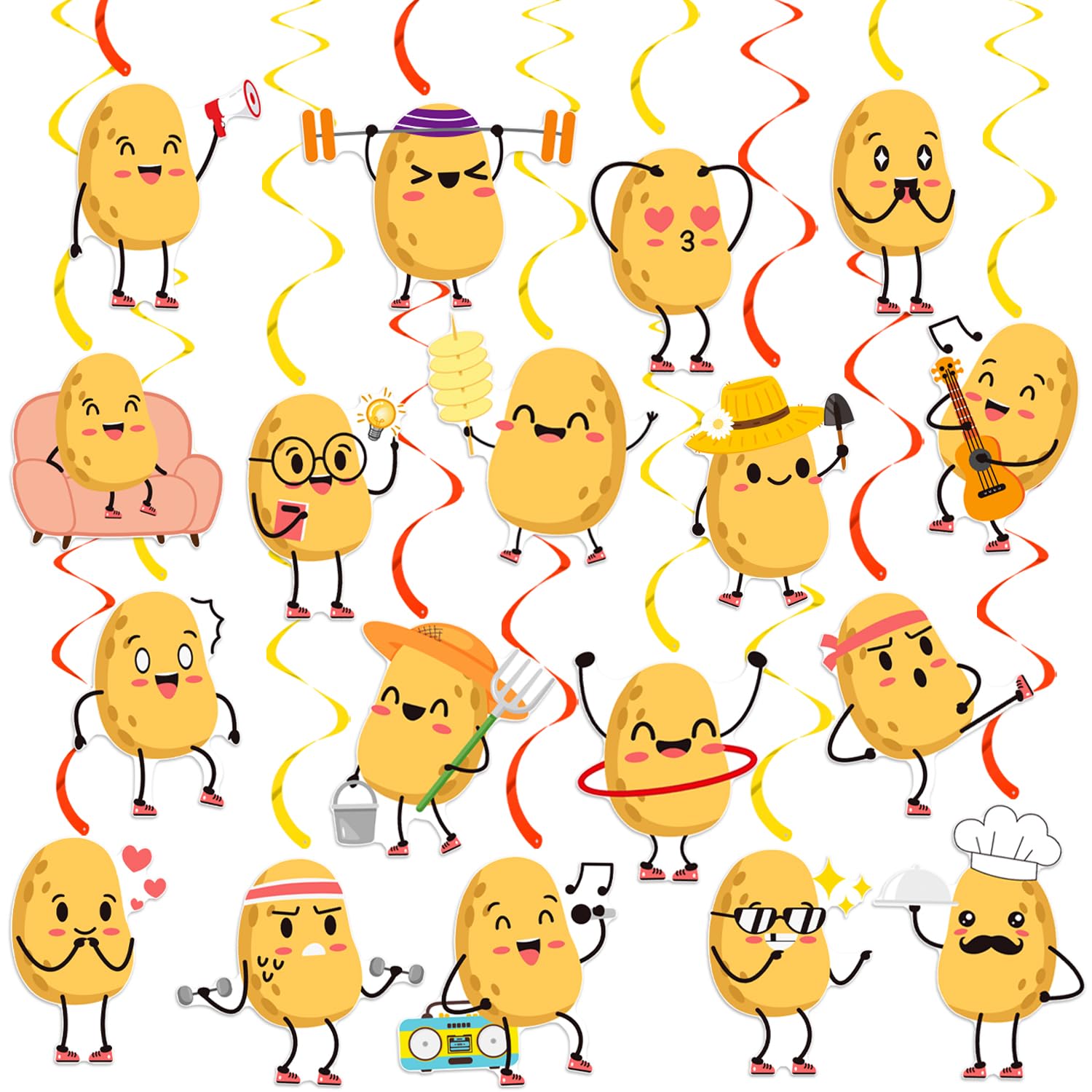 Potato Party Hanging Swirls 20Pcs Potato AFN1Party Ceiling Decorations ...