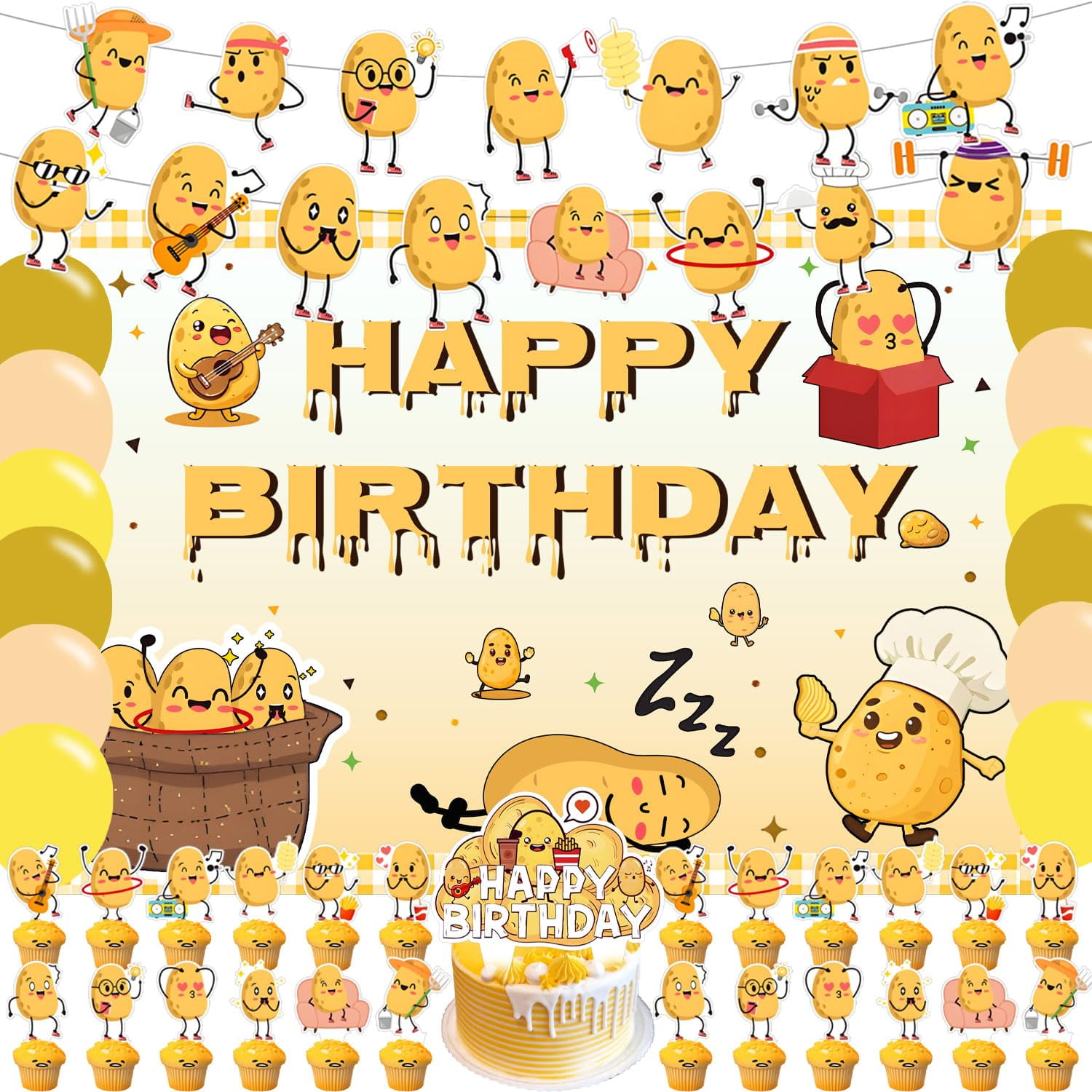 Potato Party Supplies, AJH3 Cartoon Potato Birthday Party Decorations ...