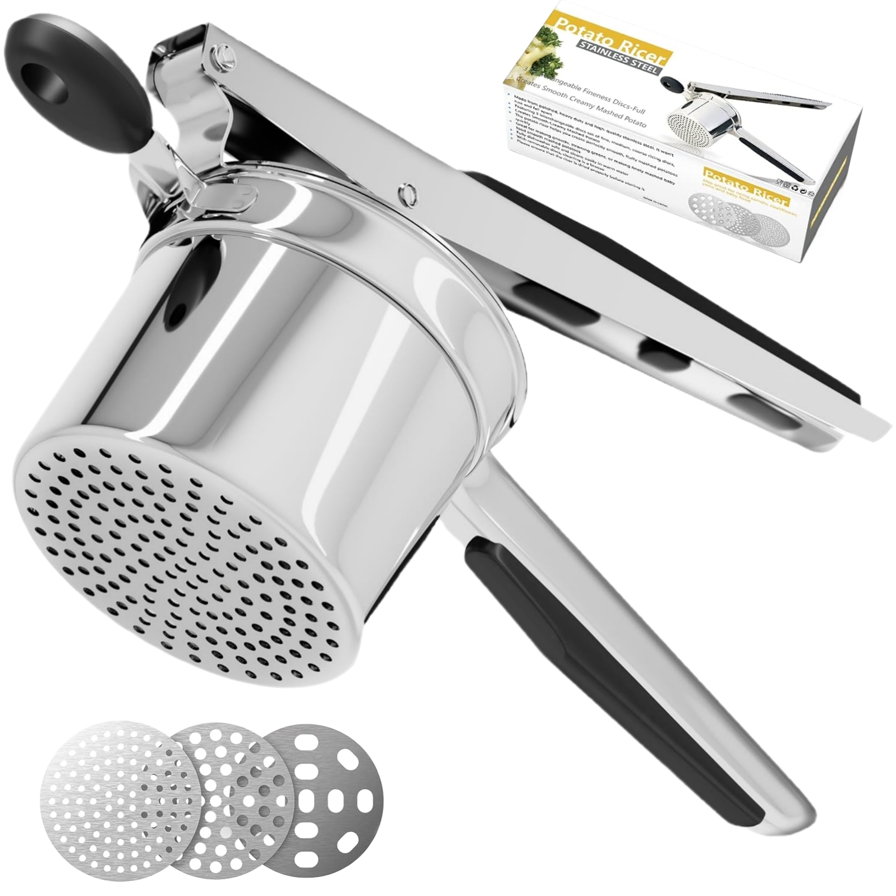 Farberware Professional Stainless Steel Potato Masher with Black Handle ...