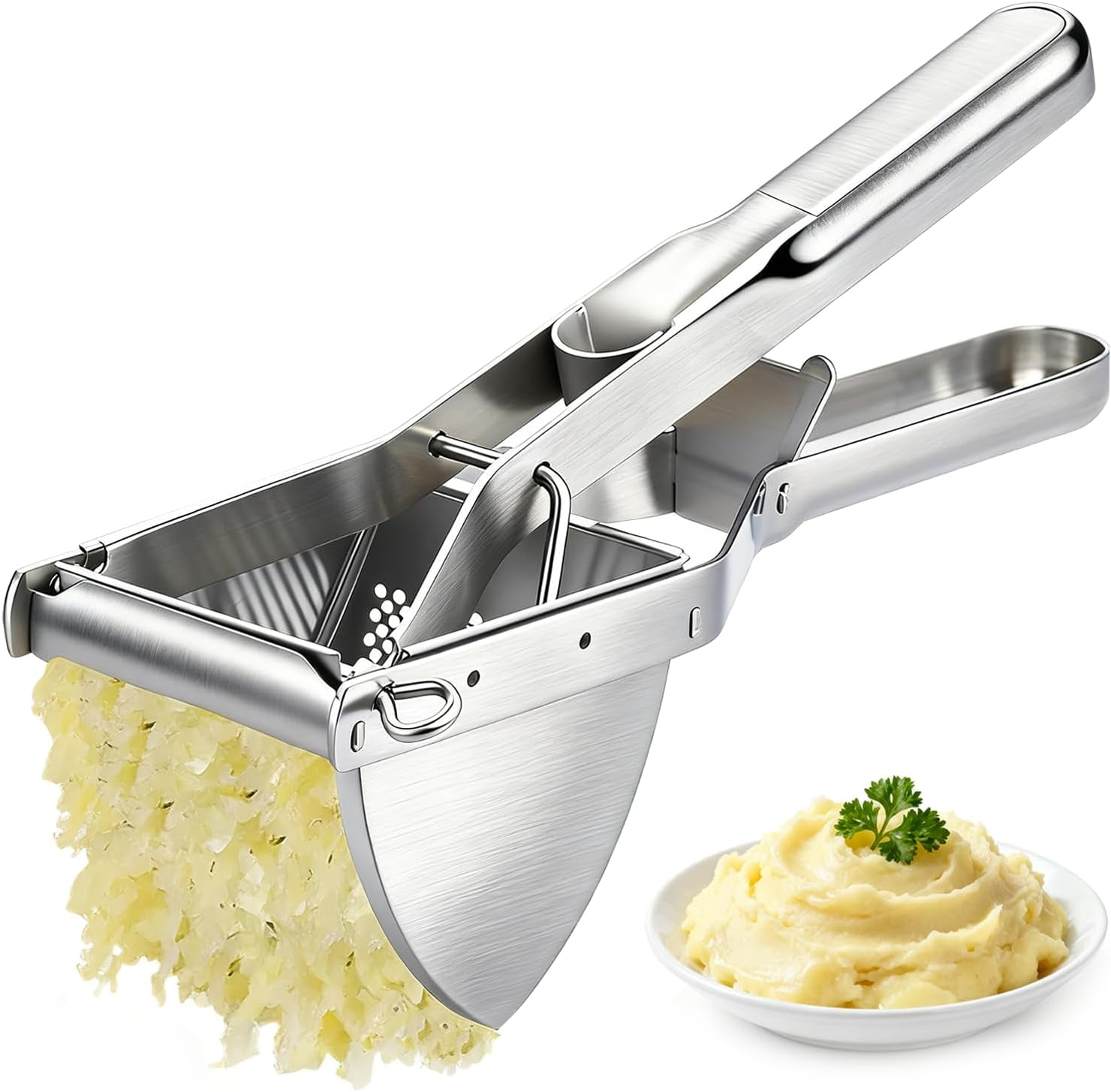 Potato Ricer, Large 22oz Potato Masher Ricer Heavy Duty Stainless Steel ...
