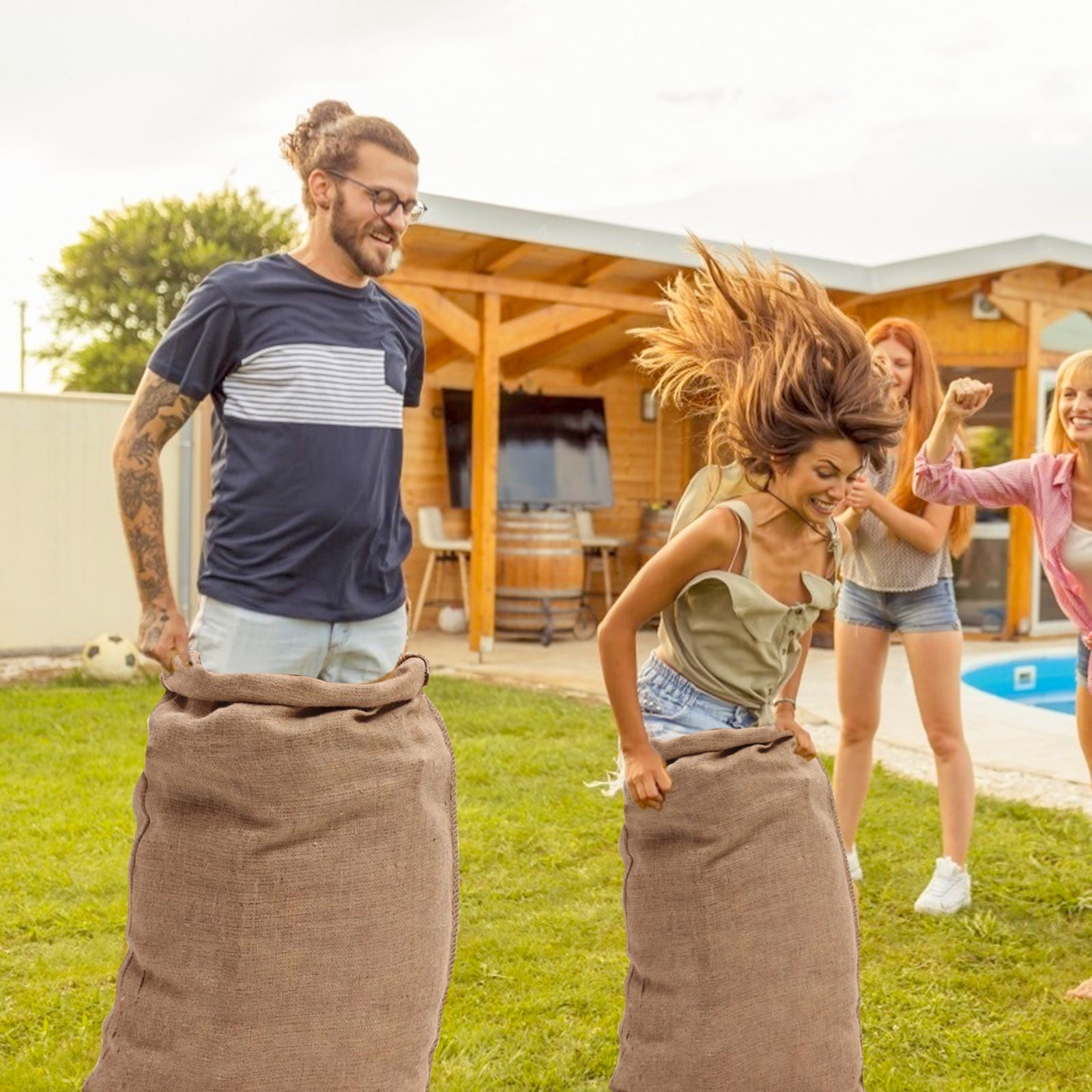 Potato Sack Race Bags | Heavy Duty Coarse Cloth Jute Sacks for Outdoor ...