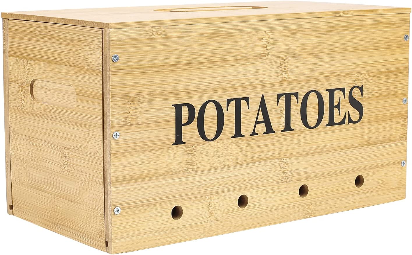 Potato Storage, Bamboo Storage Bin for Potato, Kitchen Storage Canister ...