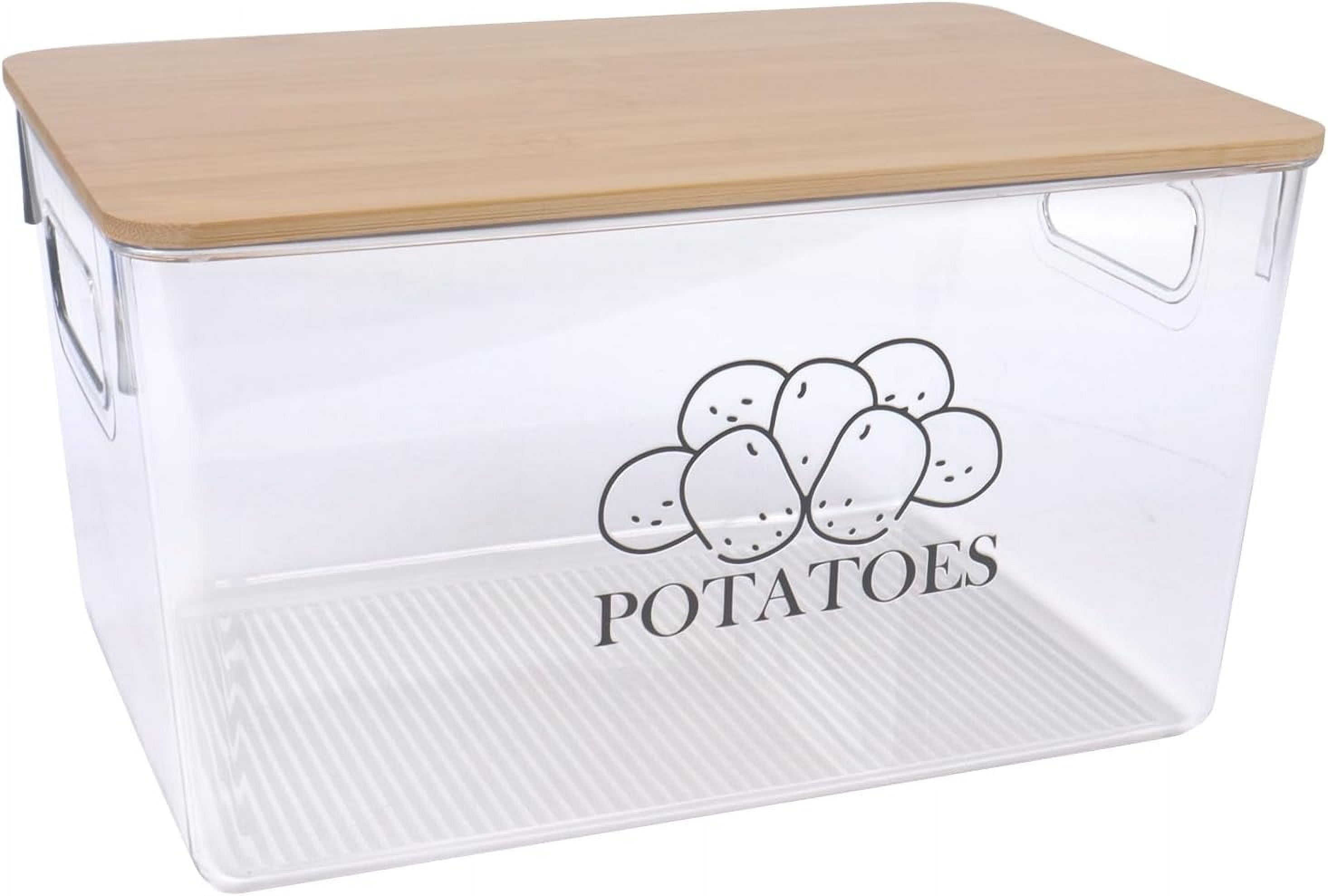 Potato Storage, Potato Bin with Bamboo Lid, Transparent Acrylic Potato ...
