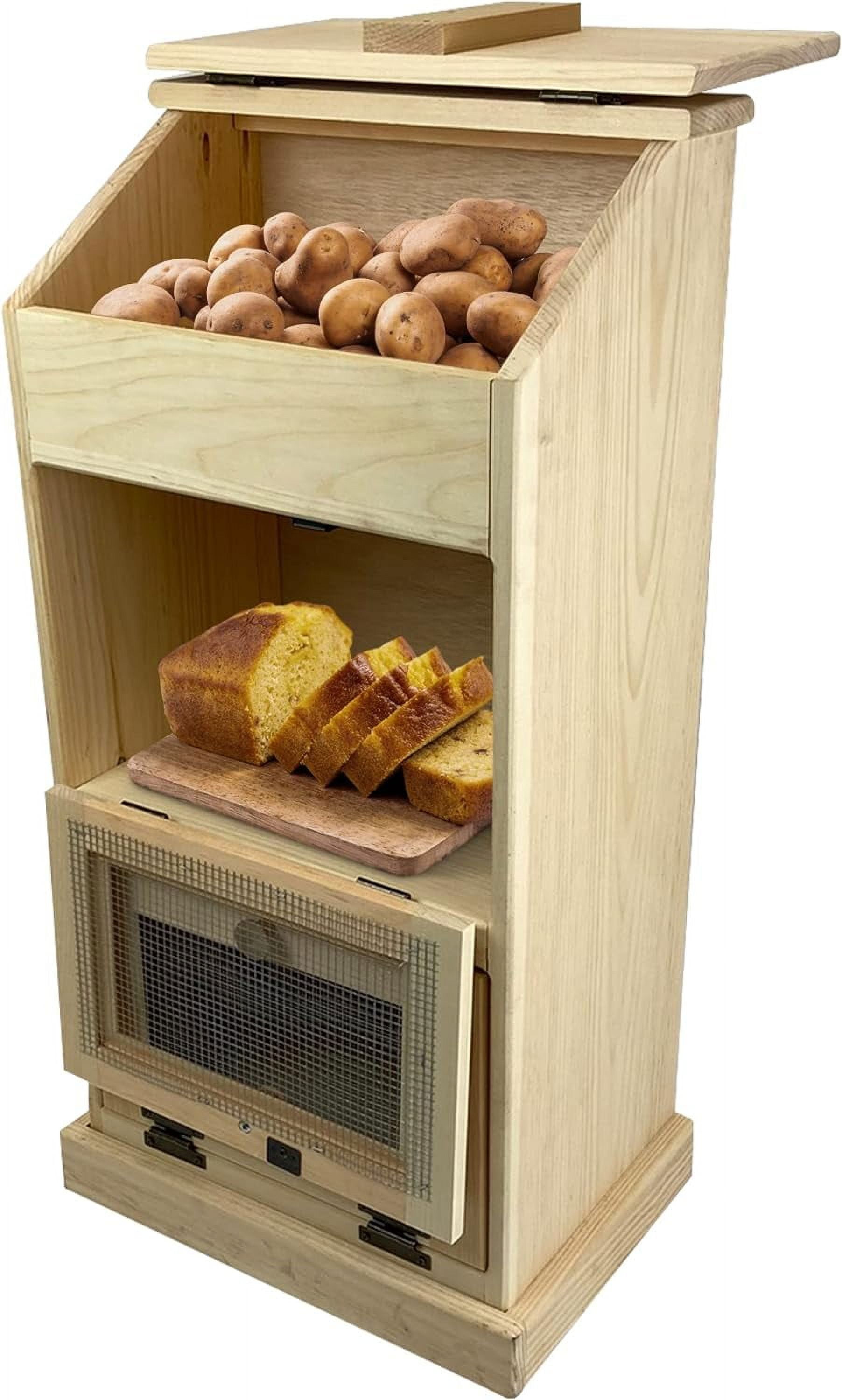 Potato Storage Wood Box, Wooden Bread Storage Bins, Decorative Potato ...