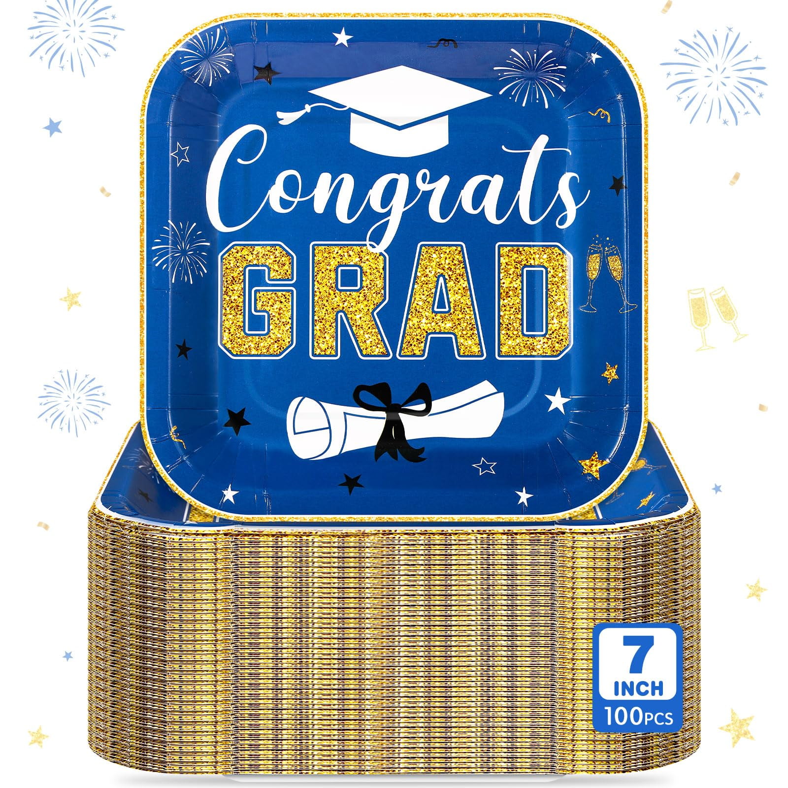 Potchen 100 Pcs 2025 TSF6 Graduation Dessert Plates Bulk 7 x 7 Inch ...