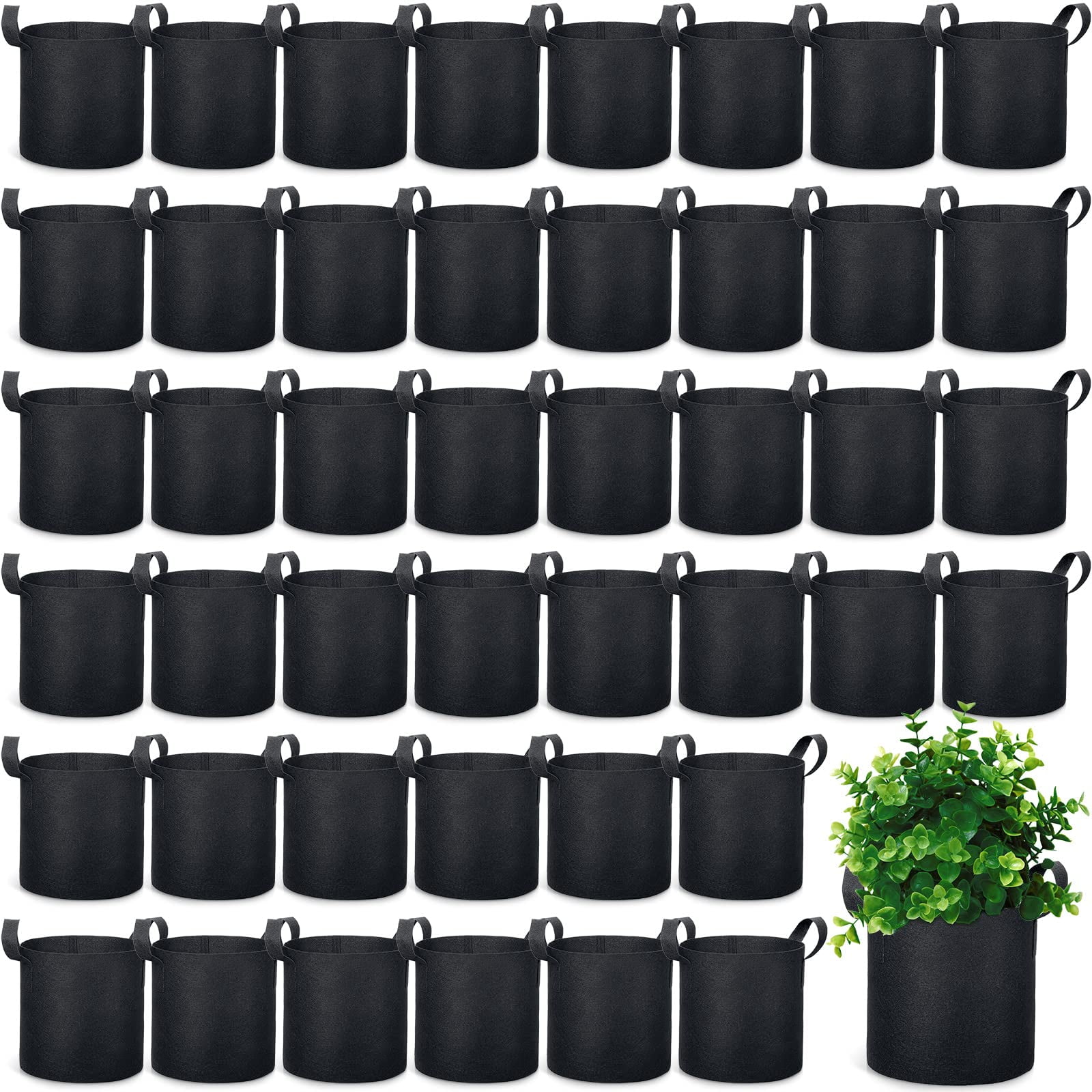 Potchen 45 Pack Grow Bags Aeration Fabric Planter Pots Nonwoven Grow ...