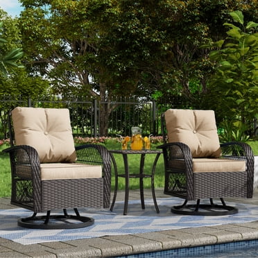 Meetleisure Outdoor Glider Swivel Rocker Wicker Patio Furniture Set ...