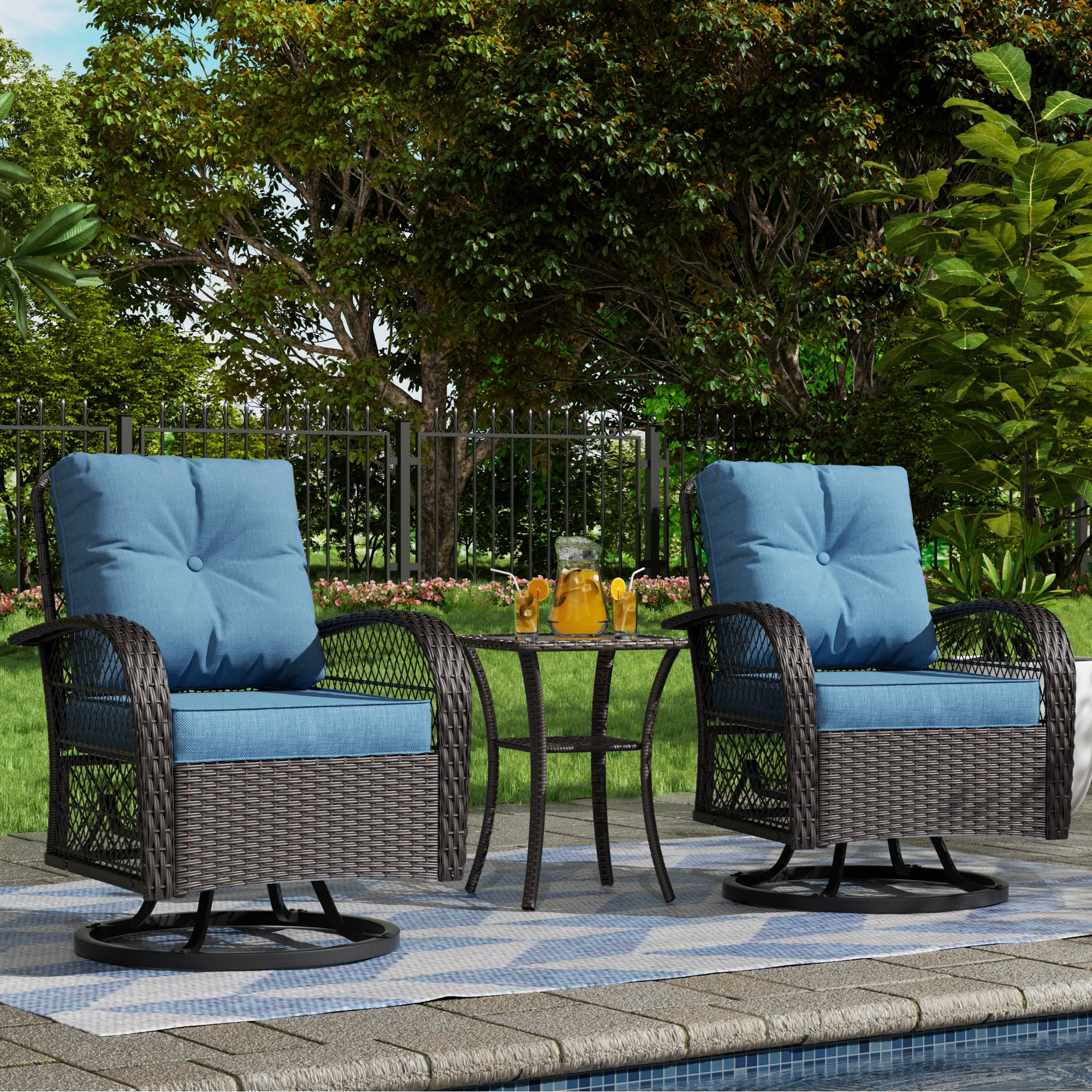 Poteban 3pc Patio Furniture, Bistro Set with Outdoor Rocking Chair ...