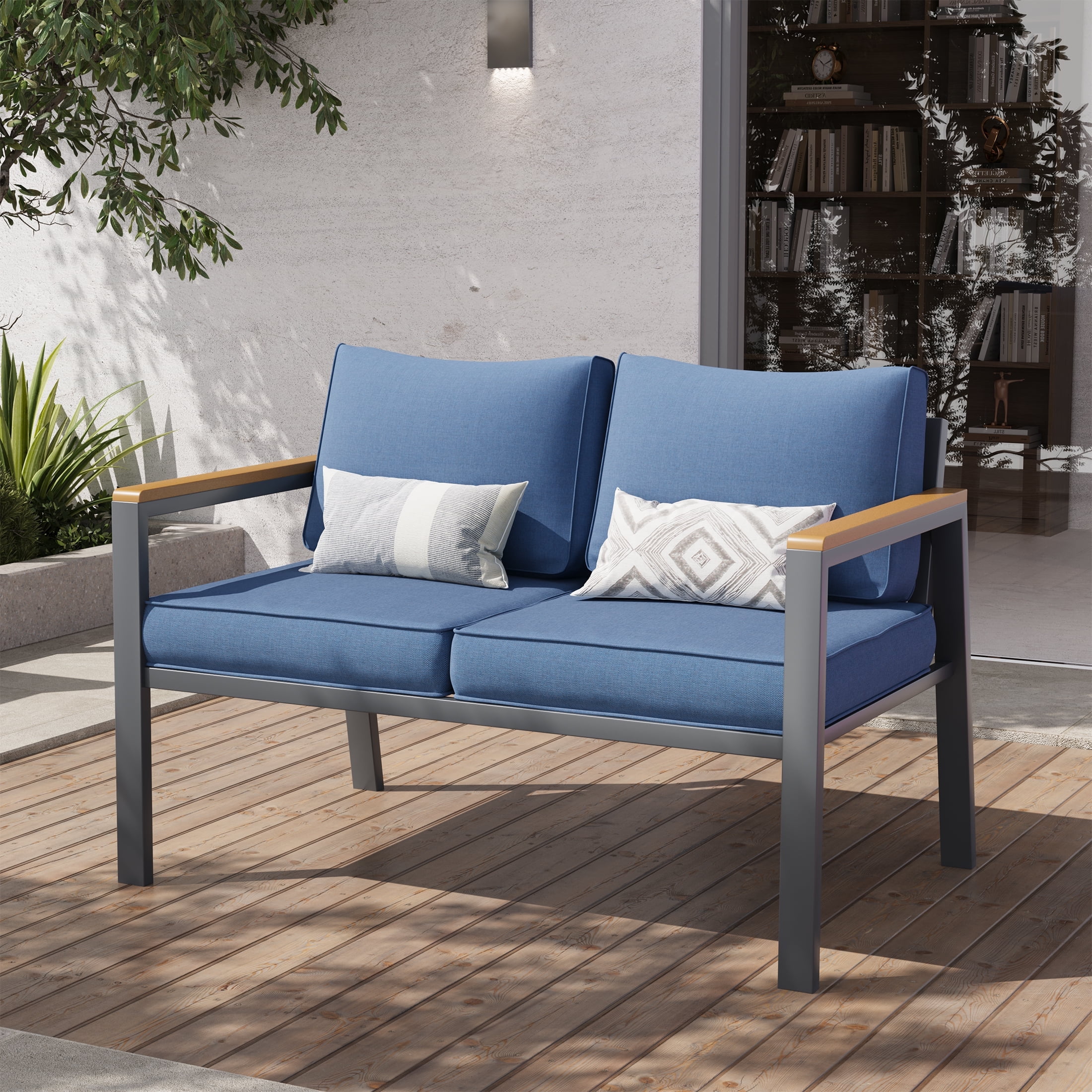 Poteban Aluminum Patio Furniture Sofa,All-Weather Metal Outdoor Sofa ...