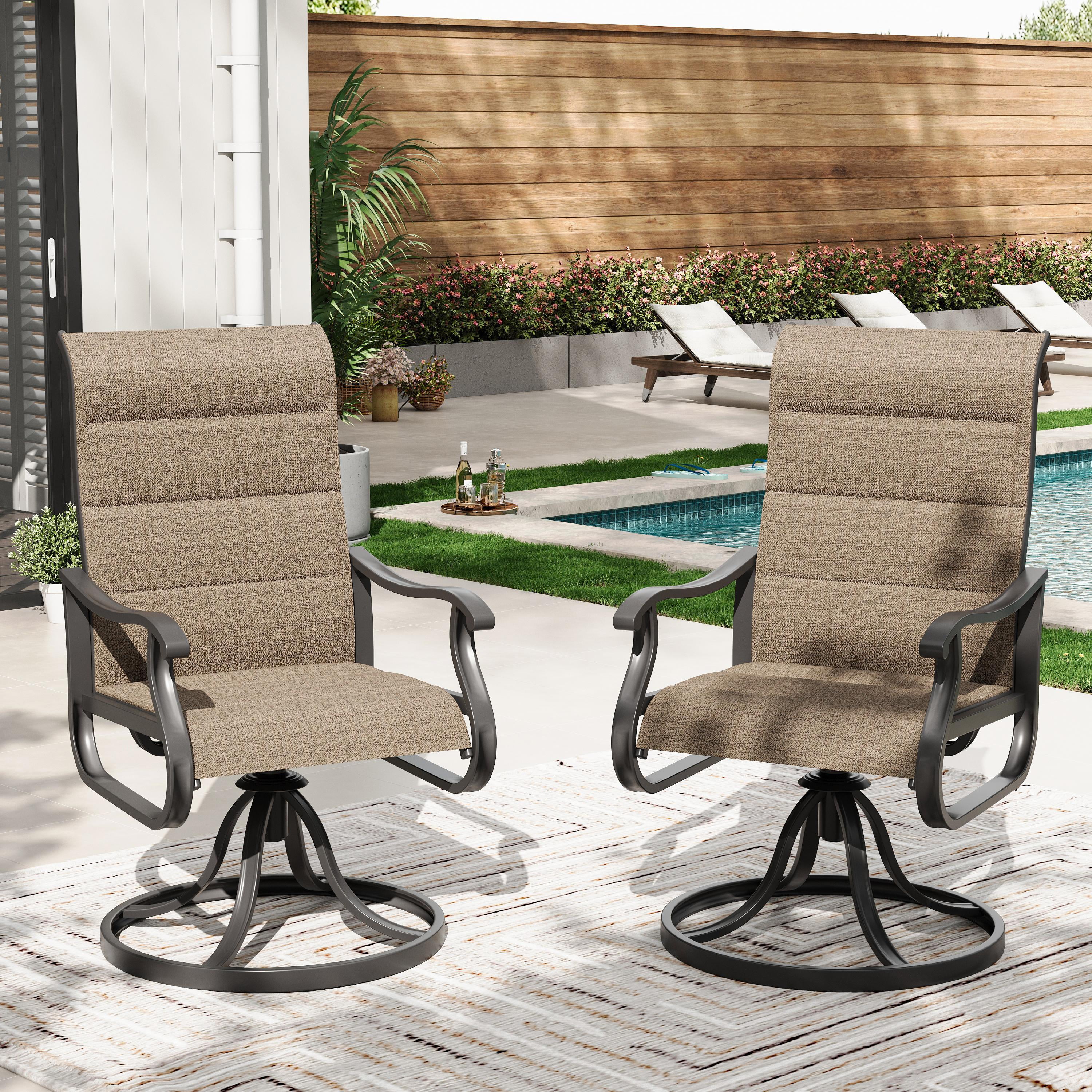 POTEBAN High Back Outdoor Dining Chairs Set of 2, Swivel Patio Chairs ...