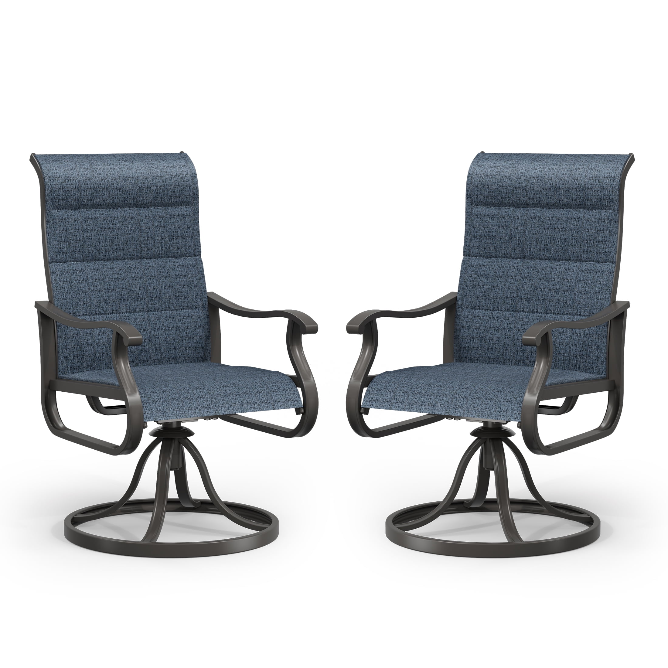 Poteban High Back Outdoor Dining Chairs Set of 2, All Weather Swivel ...