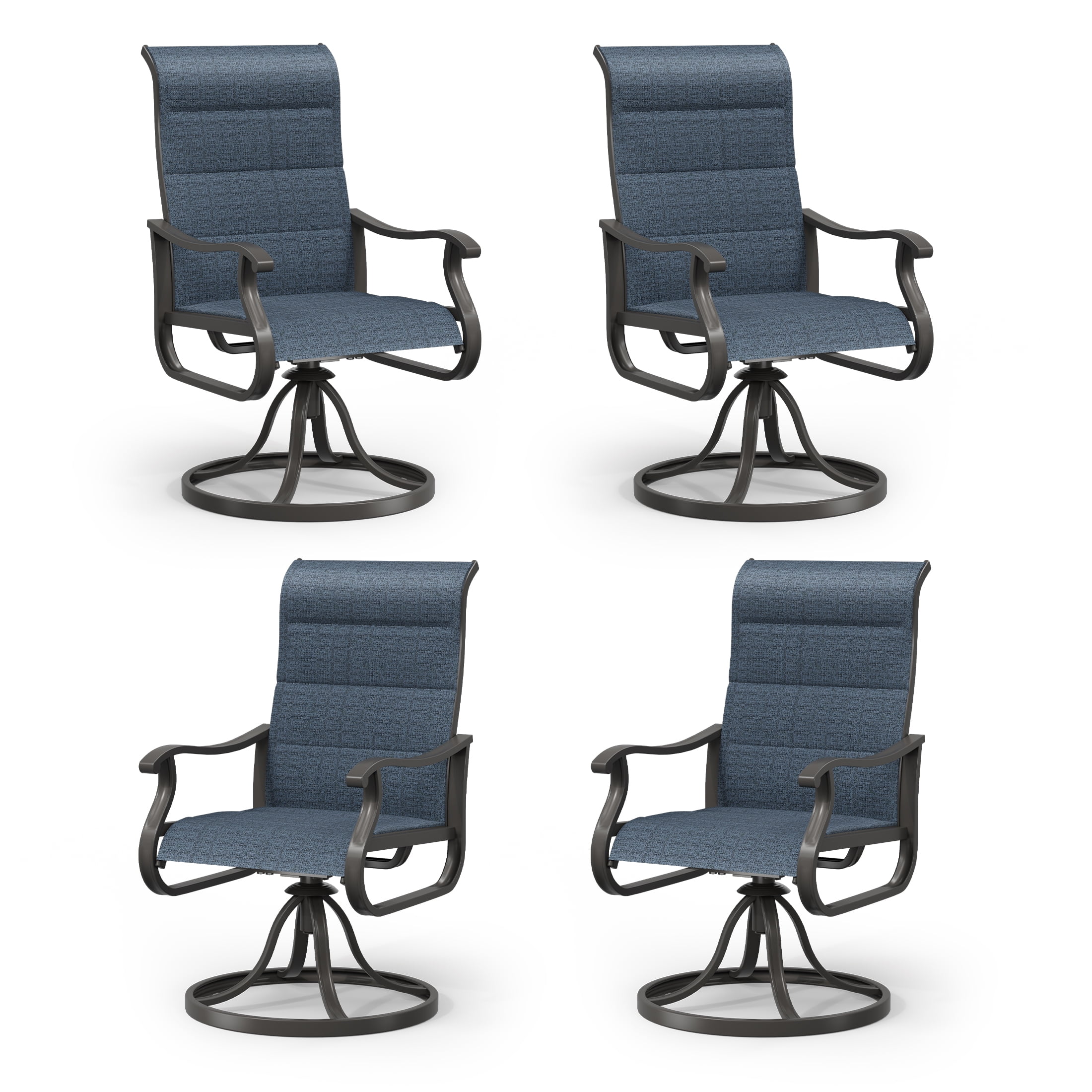 Poteban High Back Outdoor Dining Chairs Set of 4, All Weather Swivel ...