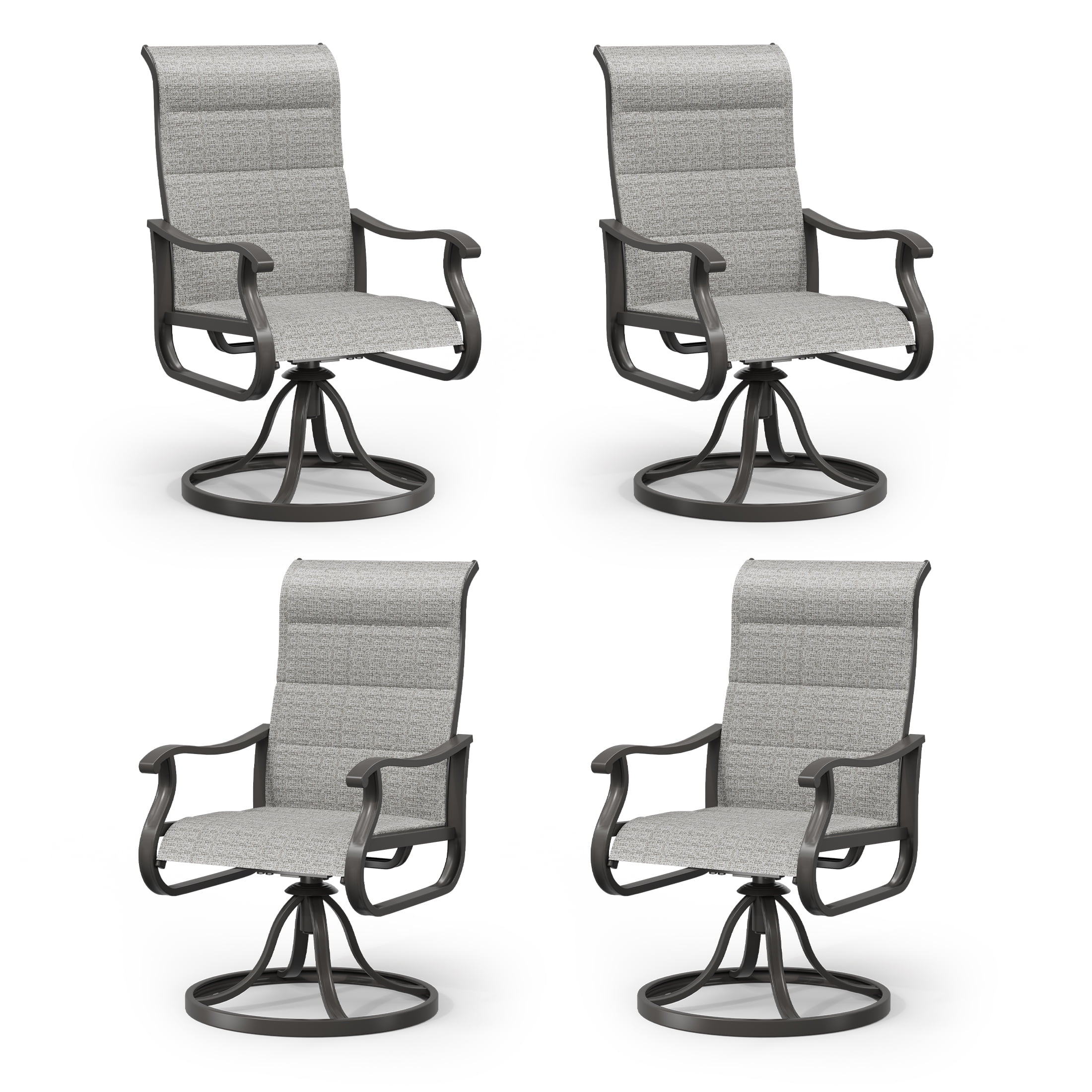 Poteban Outdoor Swivel Patio Chairs (Set of 4), High-Back, All-Weather ...