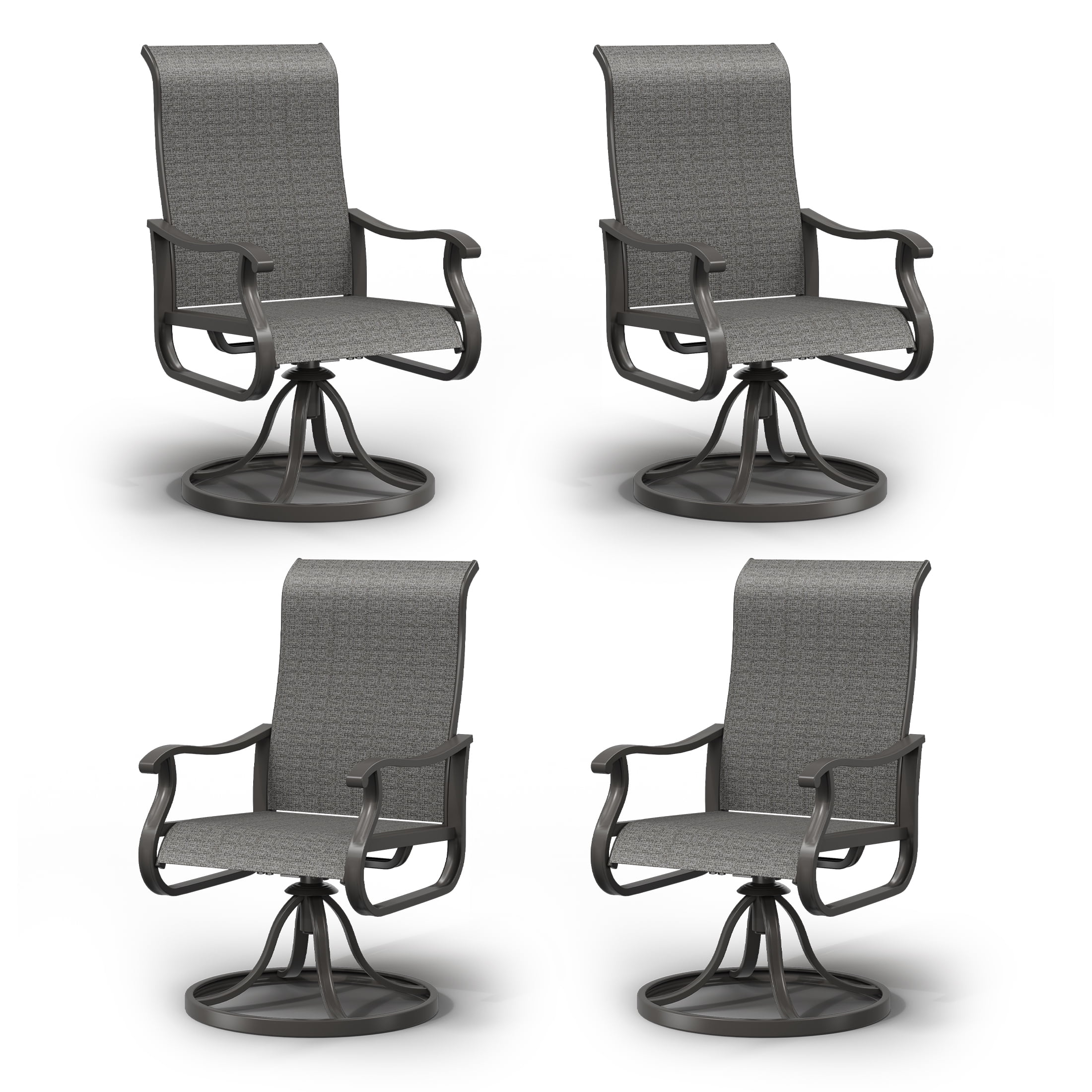 Poteban Swivel Patio Chairs Set of 4, All Weather High Back Outdoor ...