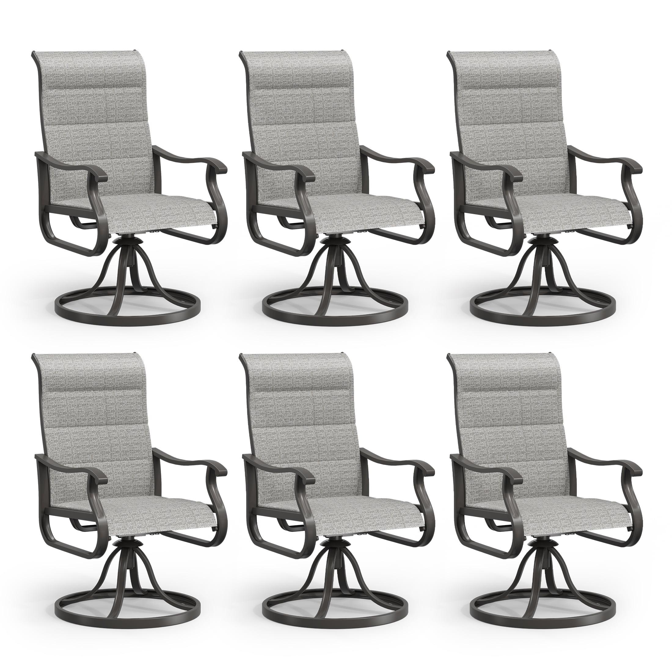 Poteban High Back Outdoor Dining Chairs Set of 6, All Weather Swivel ...