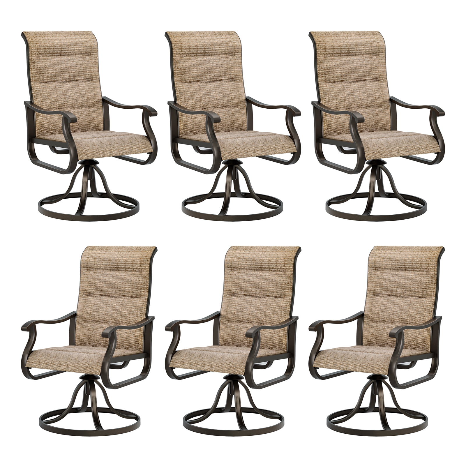 Poteban High Back Outdoor Dining Chairs Set of 6, All Weather Swivel ...