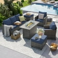 Poteban Outdoor Patio Furniture Set with 44" Fire Pit Table, 6 Pieces ...