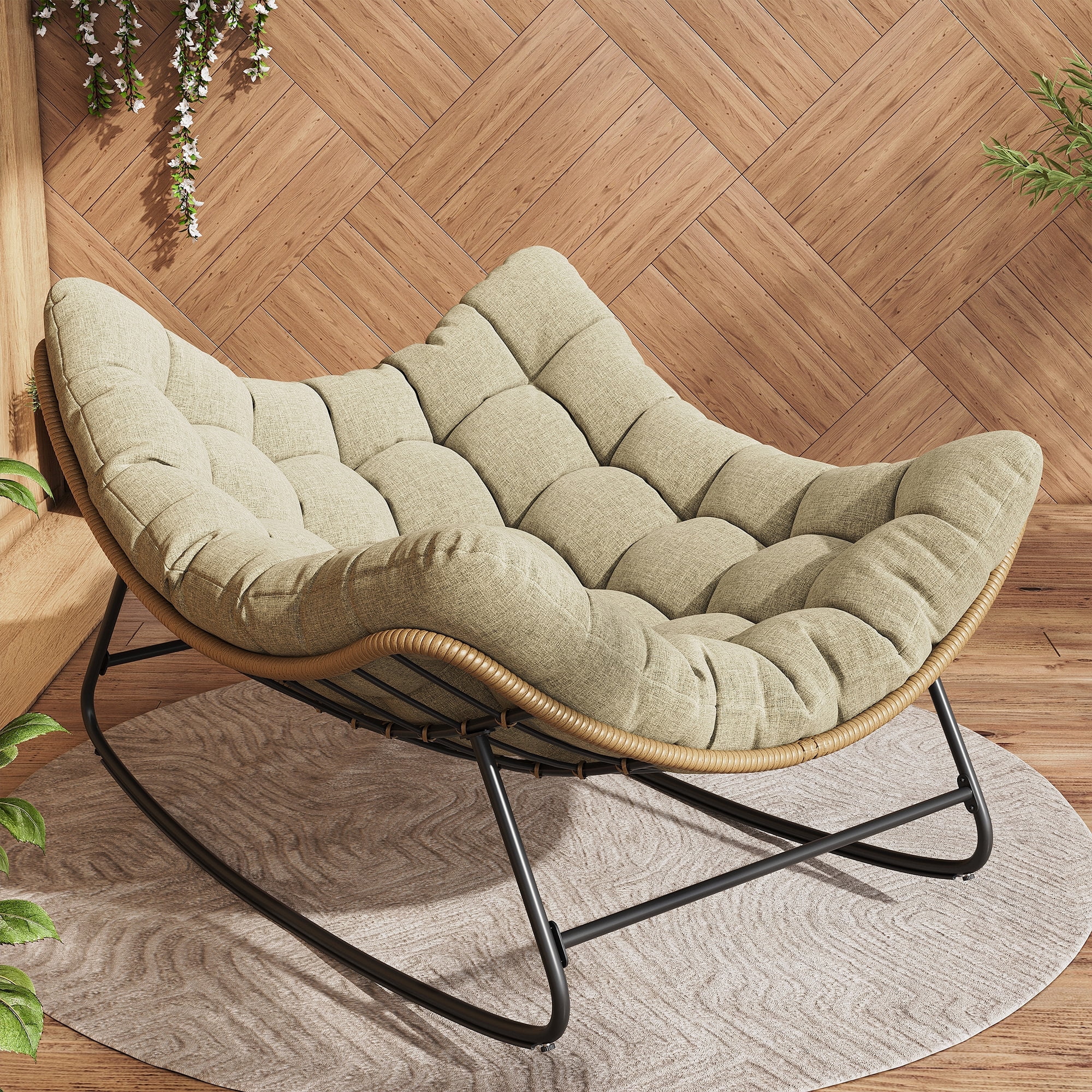Poteban Outdoor Rocking Chair, Indoor Papasan Chair, Oversized Egg ...