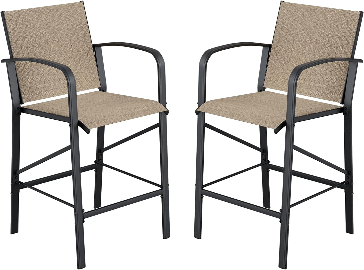 Poteban Outdoor Patio Bar Stool Low Back Design Weather-Resistant Tall ...
