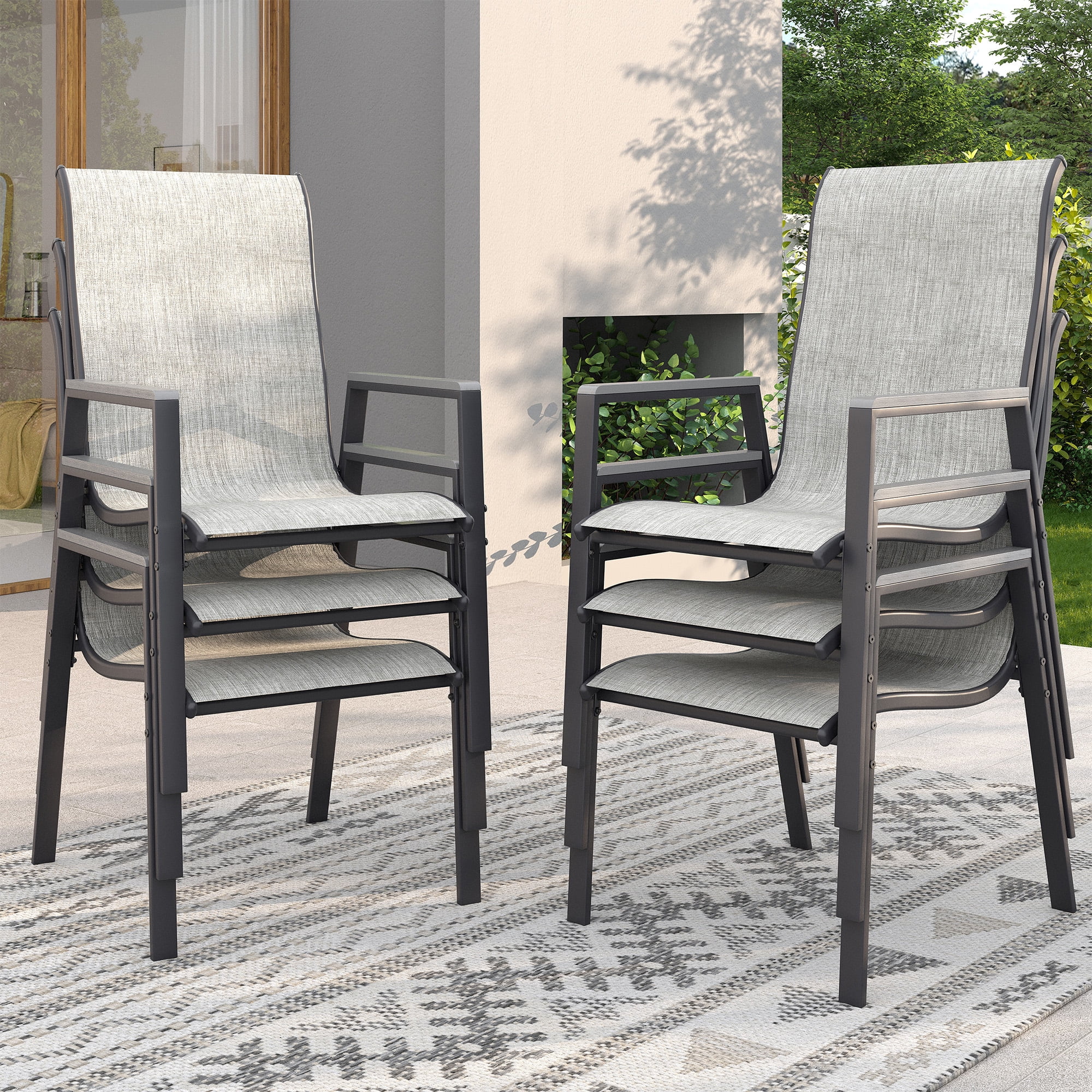 Poteban Patio Chairs Set of 6, Outdoor Dining Chairs High Back with All ...