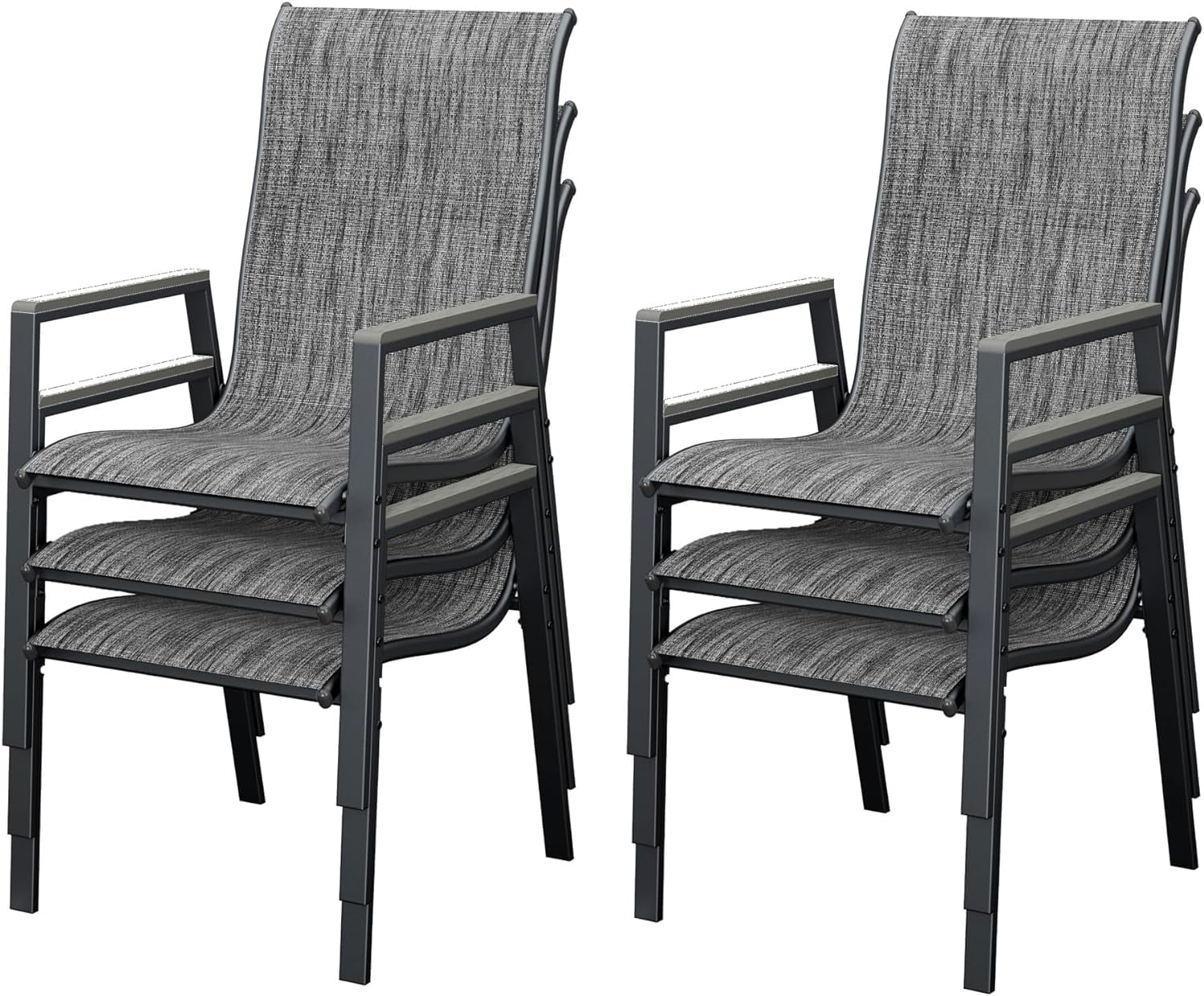 Poteban Patio Chairs Set of 6, Outdoor Dining Chairs High Back with All ...