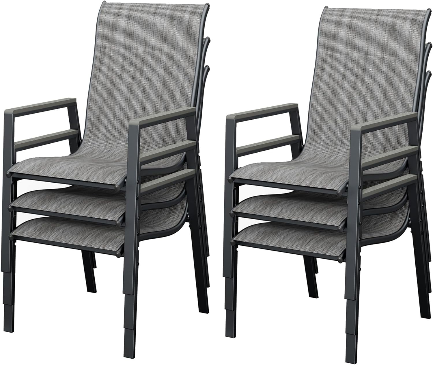 Poteban Patio Chairs Set of 6, Outdoor Dining Chairs High Back with All ...