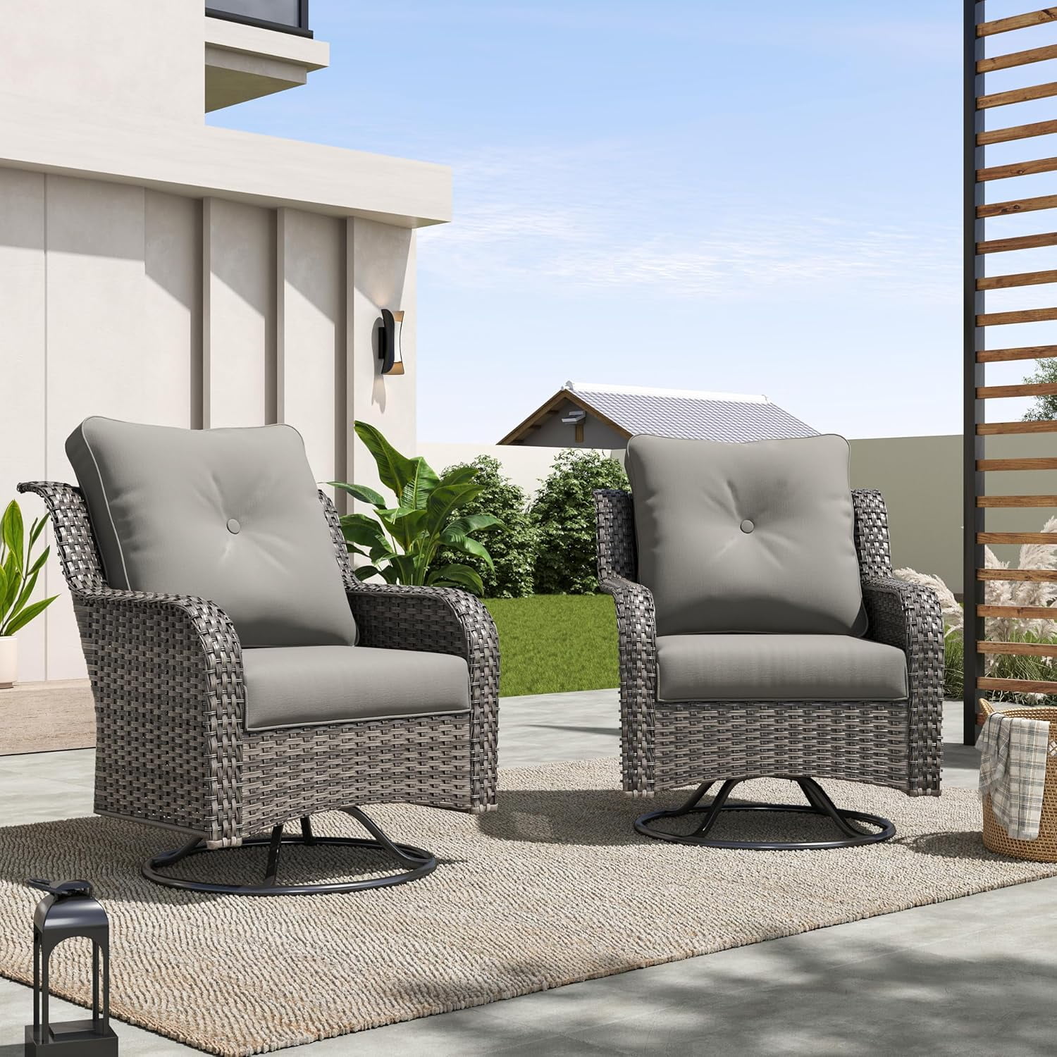 Poteban Patio Glider Rocking Chair, Wicker Patio Furniture Rattan Chair ...