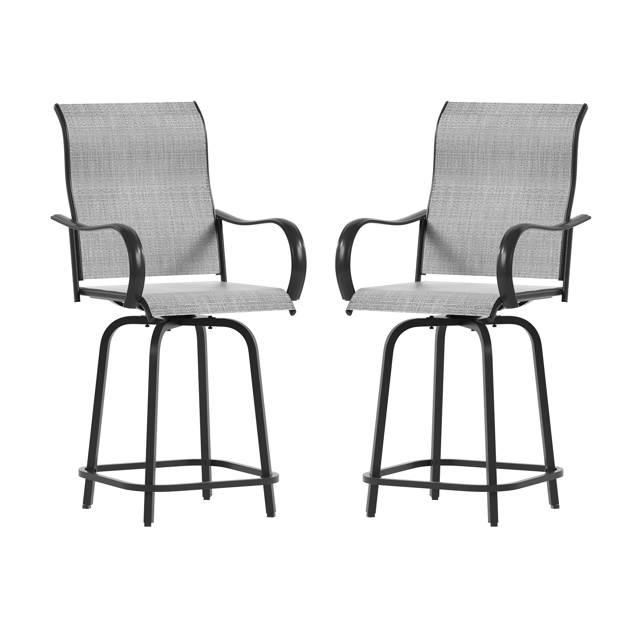 Odaof 2 Pcs Patio Bistro Set Bar Height Swivel Stools Chair Sets With High Back And Armrest All