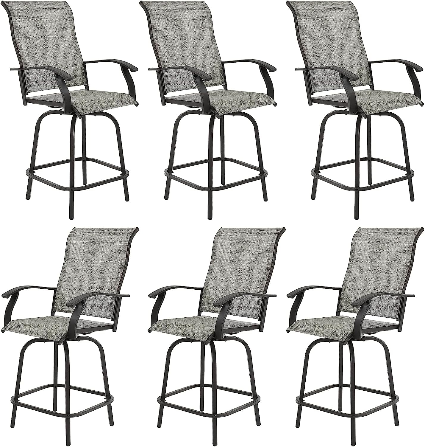 Poteban Patio Swivel Bar Stools Chair Of 6 Outdoor Bar Height Set All