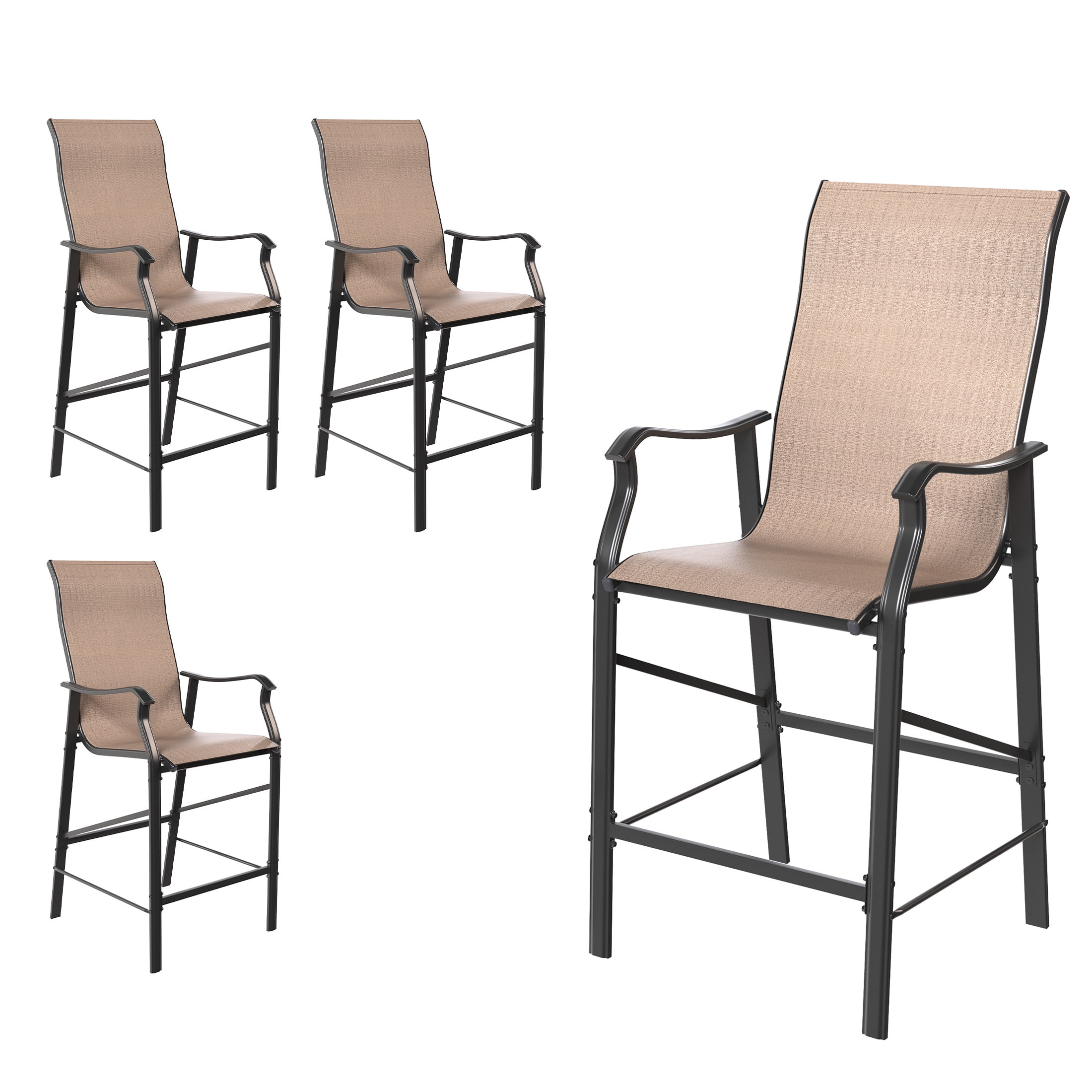 Poteban Metal Outdoor Bar Height Patio Chairs, Set of 4 Bar Stools for ...