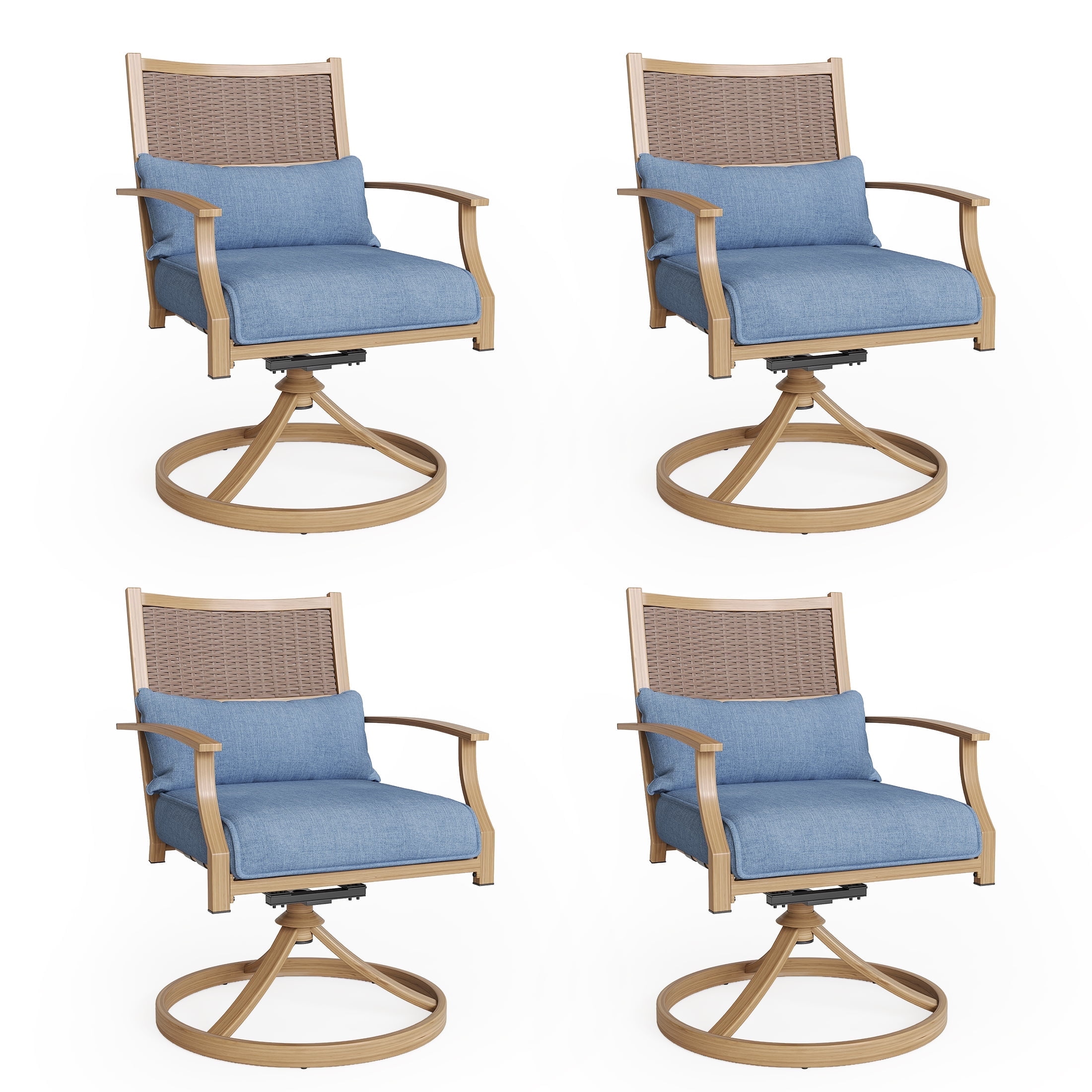 Poteban Swivel Rocker Outdoor Chairs Set of 4, Patio Dining Chairs with ...
