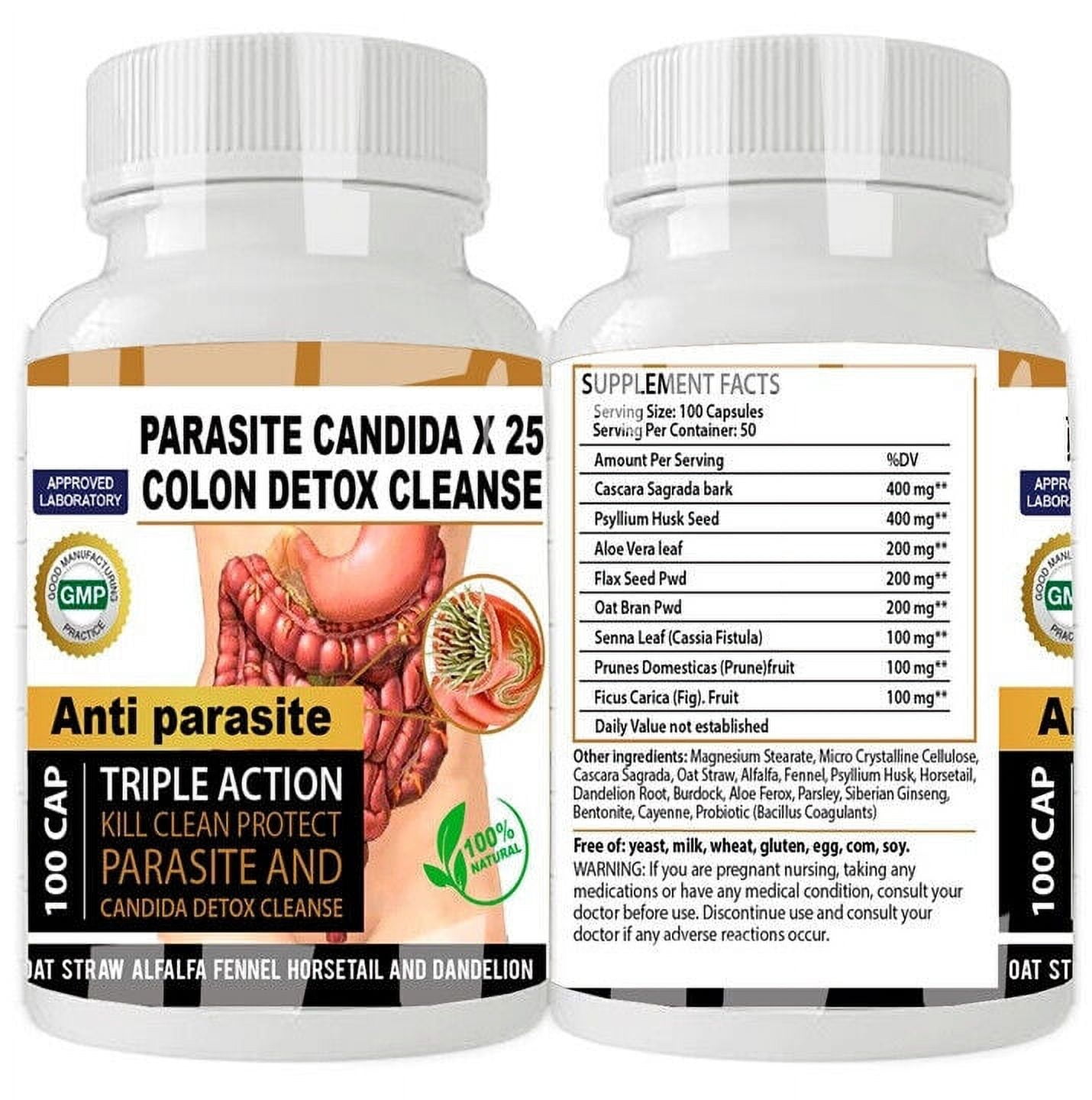 Potent Candida Cleanse support capsules and Detox with Herbs Enzymes ...