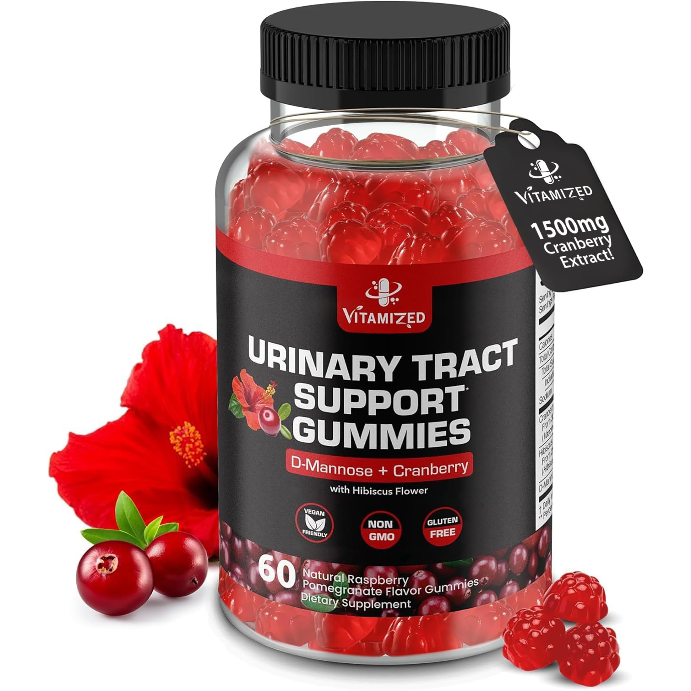Potent Cranberry Gummies 1500mg with D Mannose - Urinary Tract Health ...