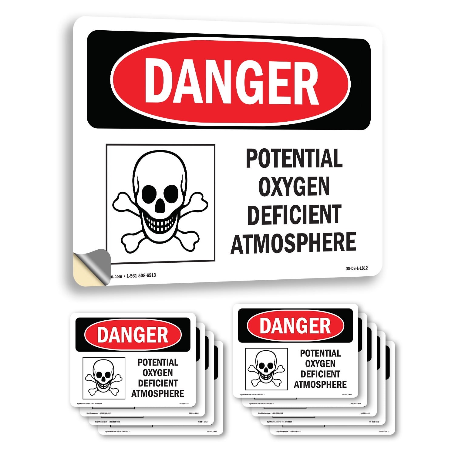 Potential Oxygen Deficient Atmosphere OSHA Danger Vinyl Decal Label 10 ...