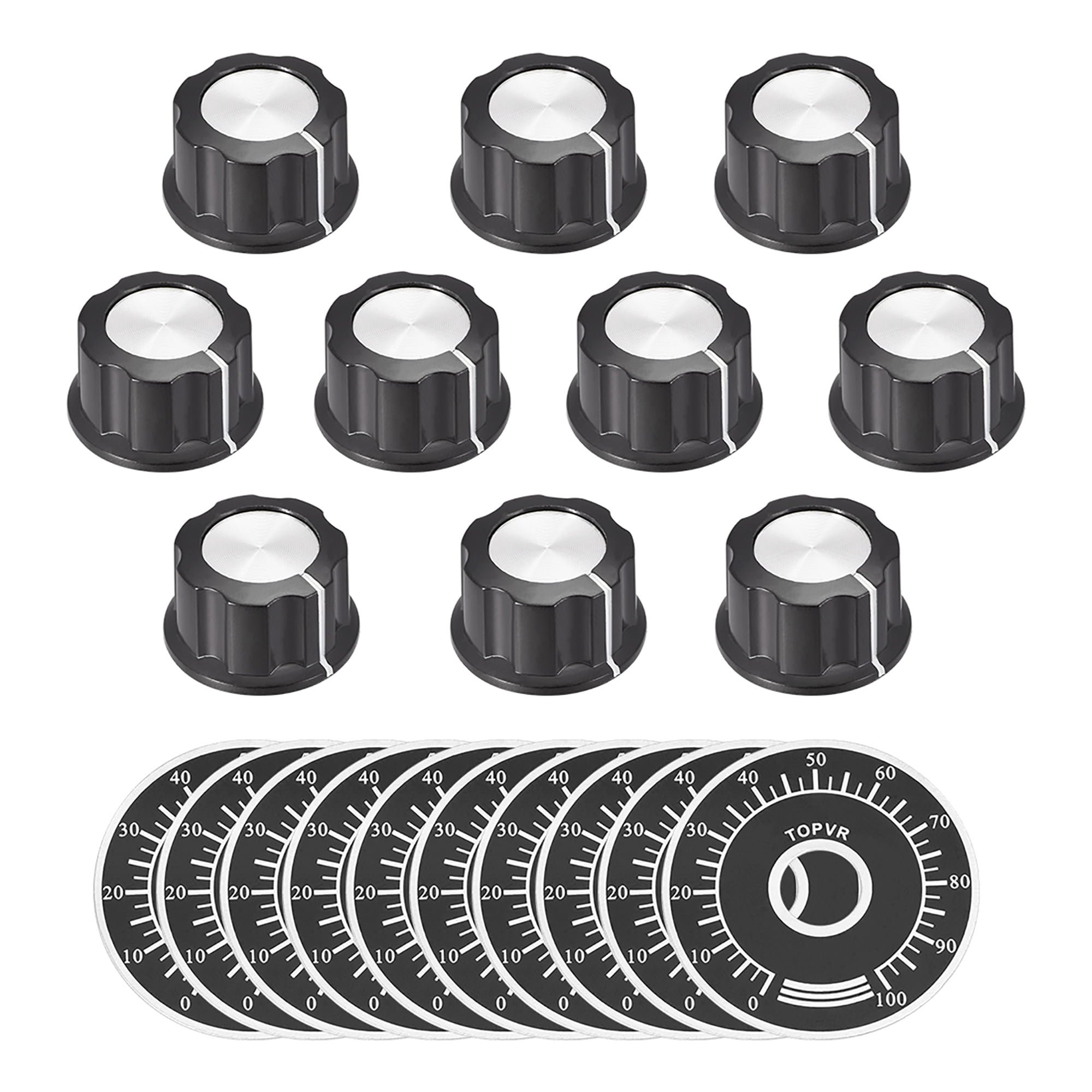 Potentiometer Rotary Knob 6mm Insert Shaft with 40mm 0-100 Dial Face ...