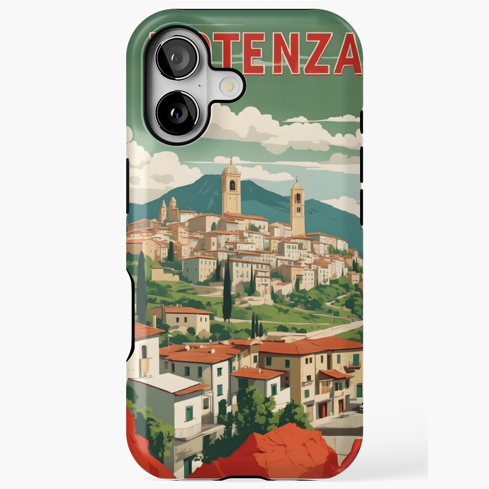 Potenza Italy Vintage Tourism Illustration iPhone Case 17 to 11 Pro Max ...