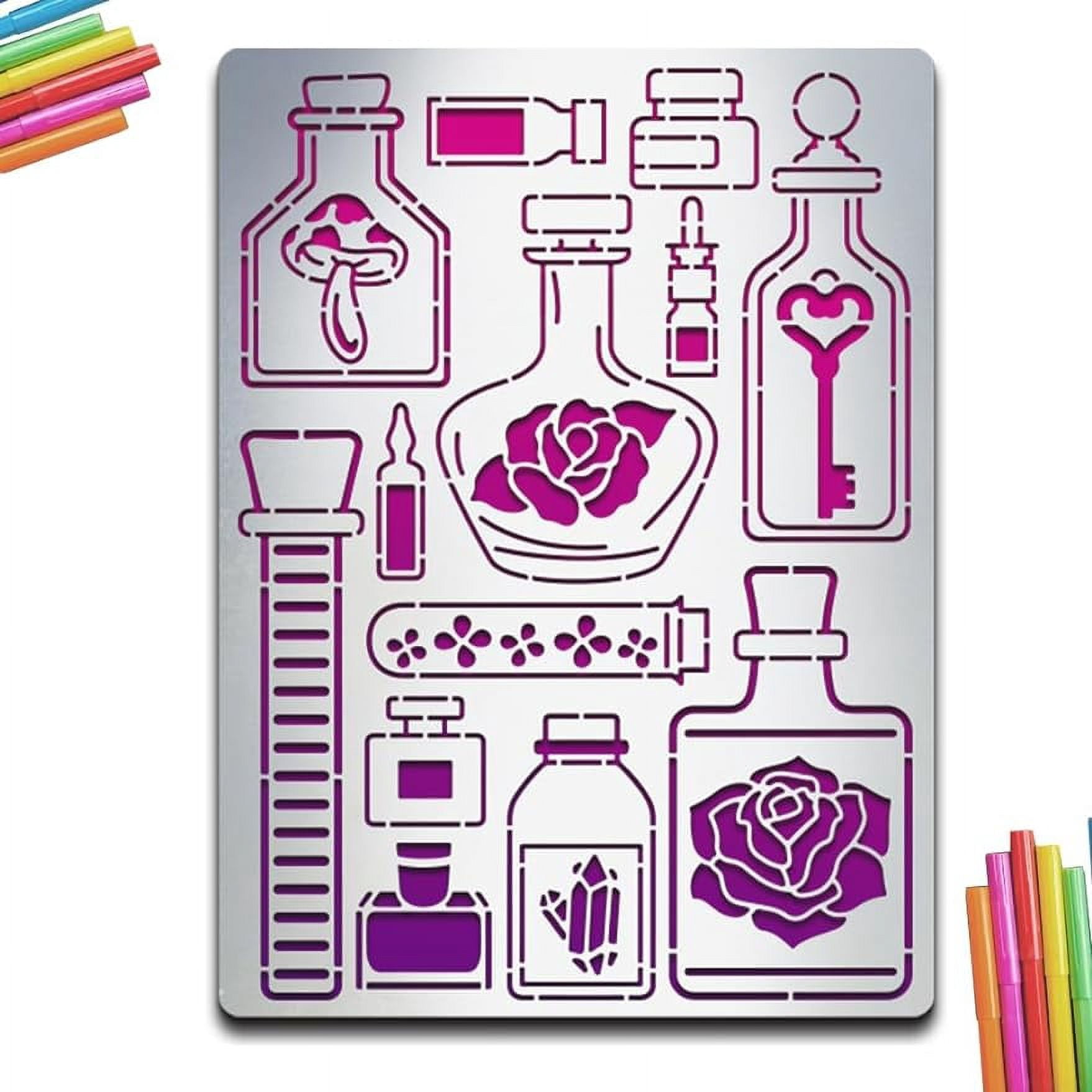 Potion Bottle Metal Stencil Journaling Metal Stencils Magic Mushroom ...