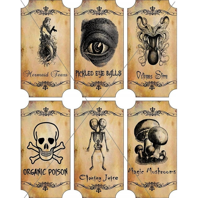 Potion Bottle Sticker Labels Voodoo New Orleans Halloween Pickled ...
